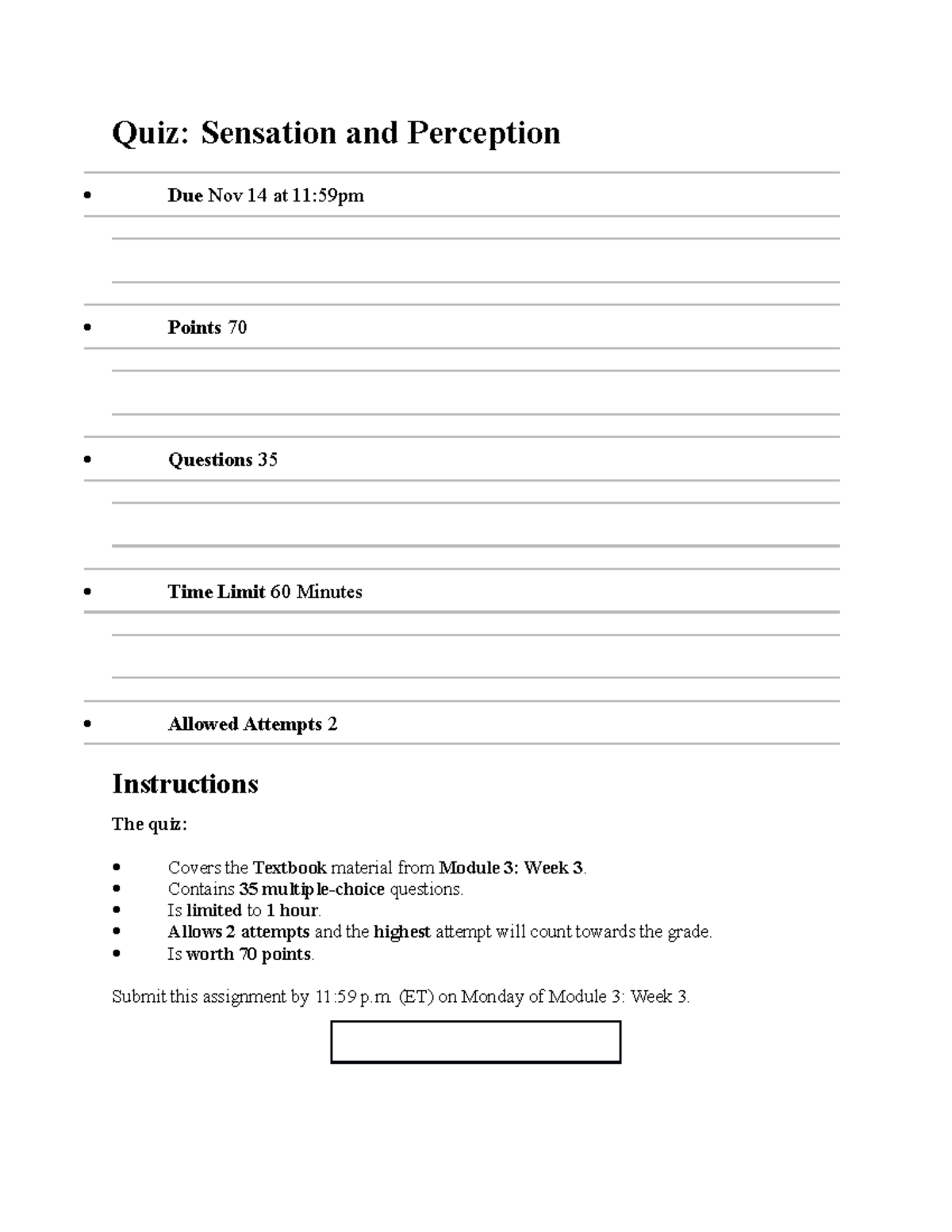 Psyc101 quiz 3 sensation and perception - Quiz: Sensation and ...