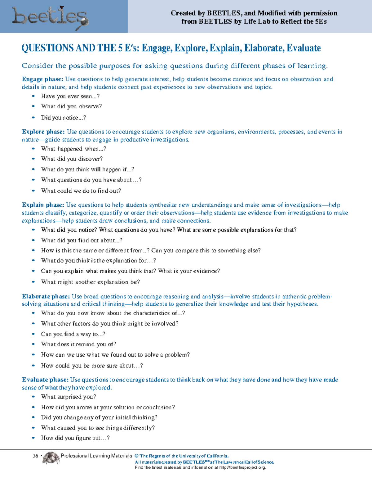 2.5 T1 Questions-and-the-5Es - QUESTIONS AND THE 5 E’s: Engage, Explore ...