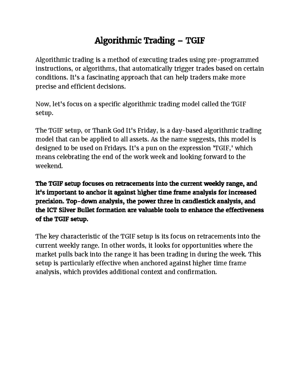 ICT TGIF - Algorithmic Trading – TGIF Algorithmic trading is a method ...