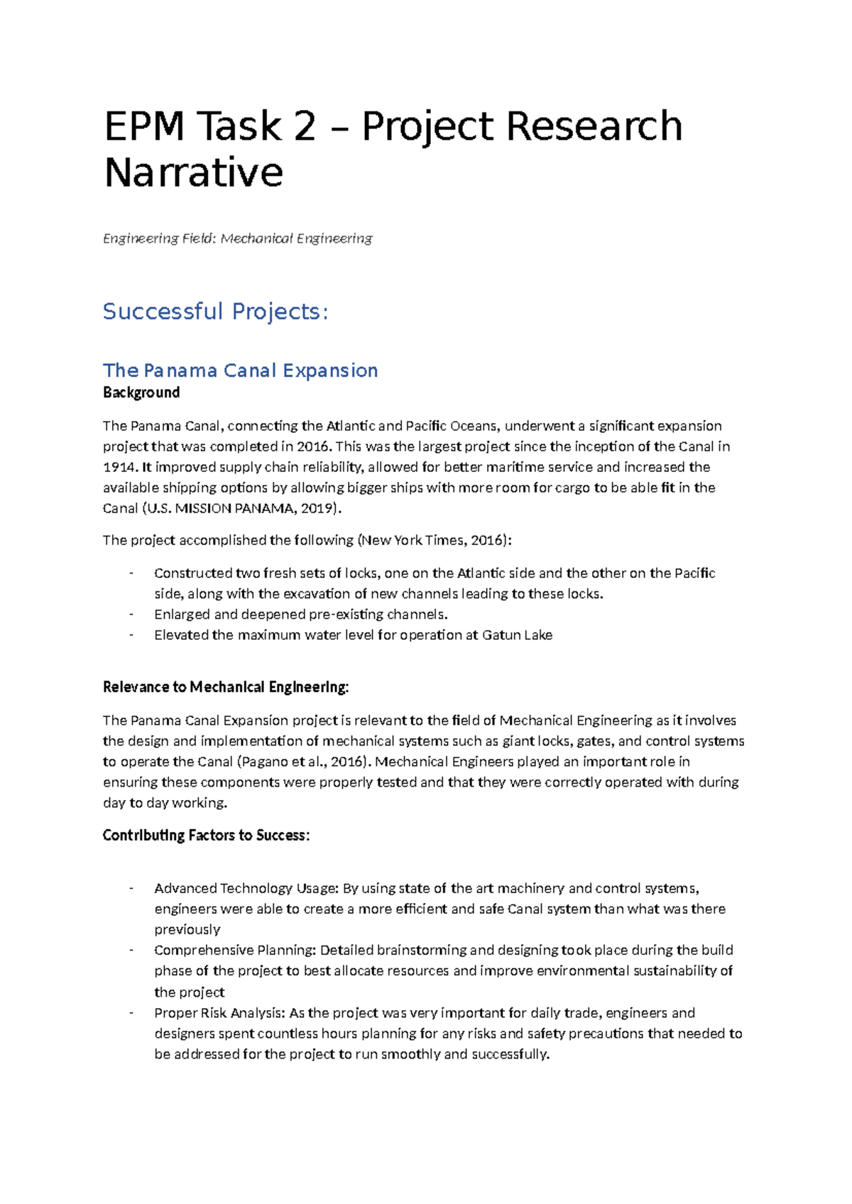Eng Project Management Report - EPM Task 2 – Project Research Narrative ...