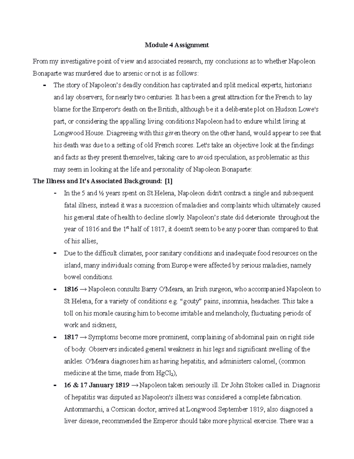 Module 4 Assignment - N/A - Module 4 Assignment From my investigative point of view and ...