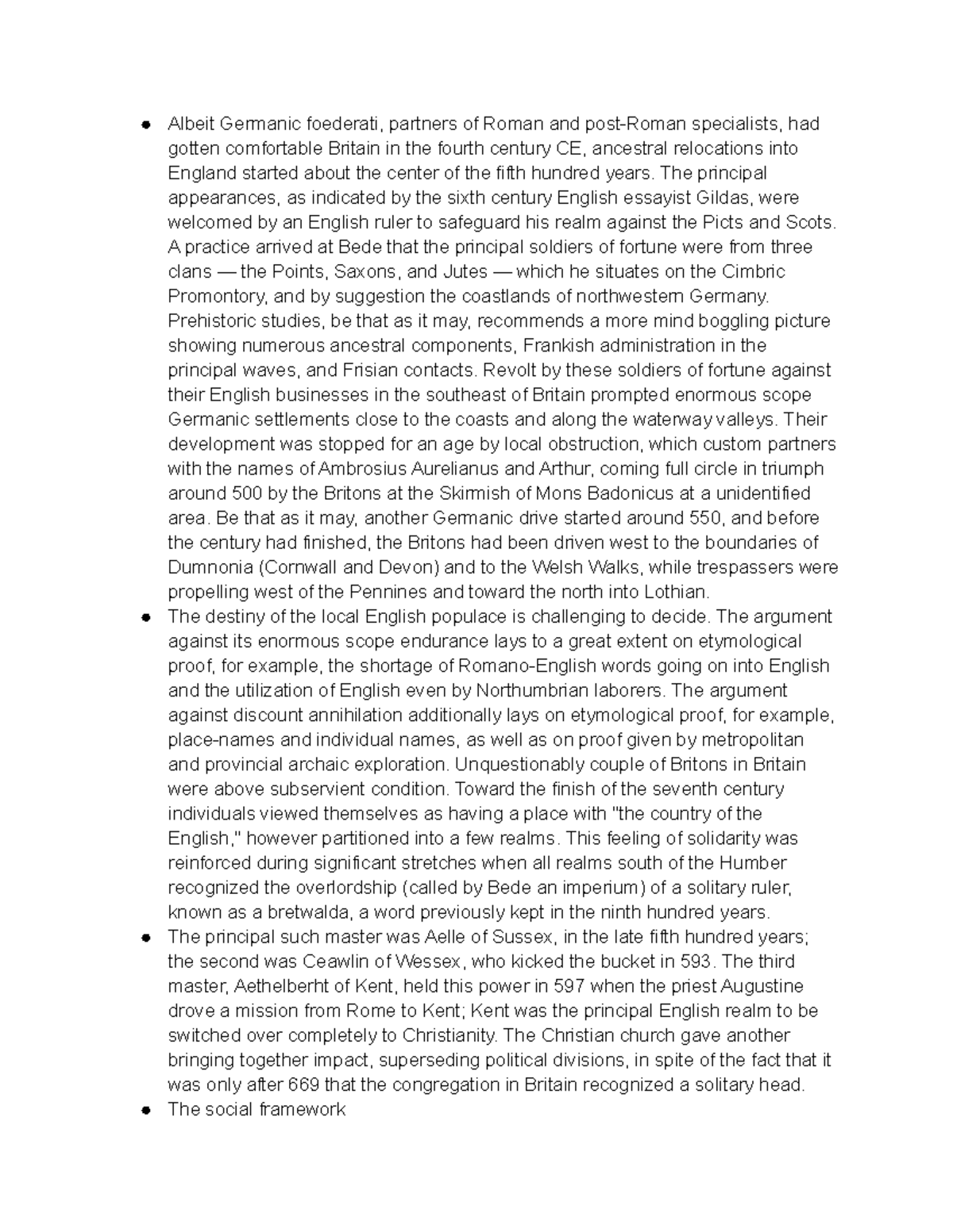 Anglo Saxon England - Lecture notes from class - Albeit Germanic ...