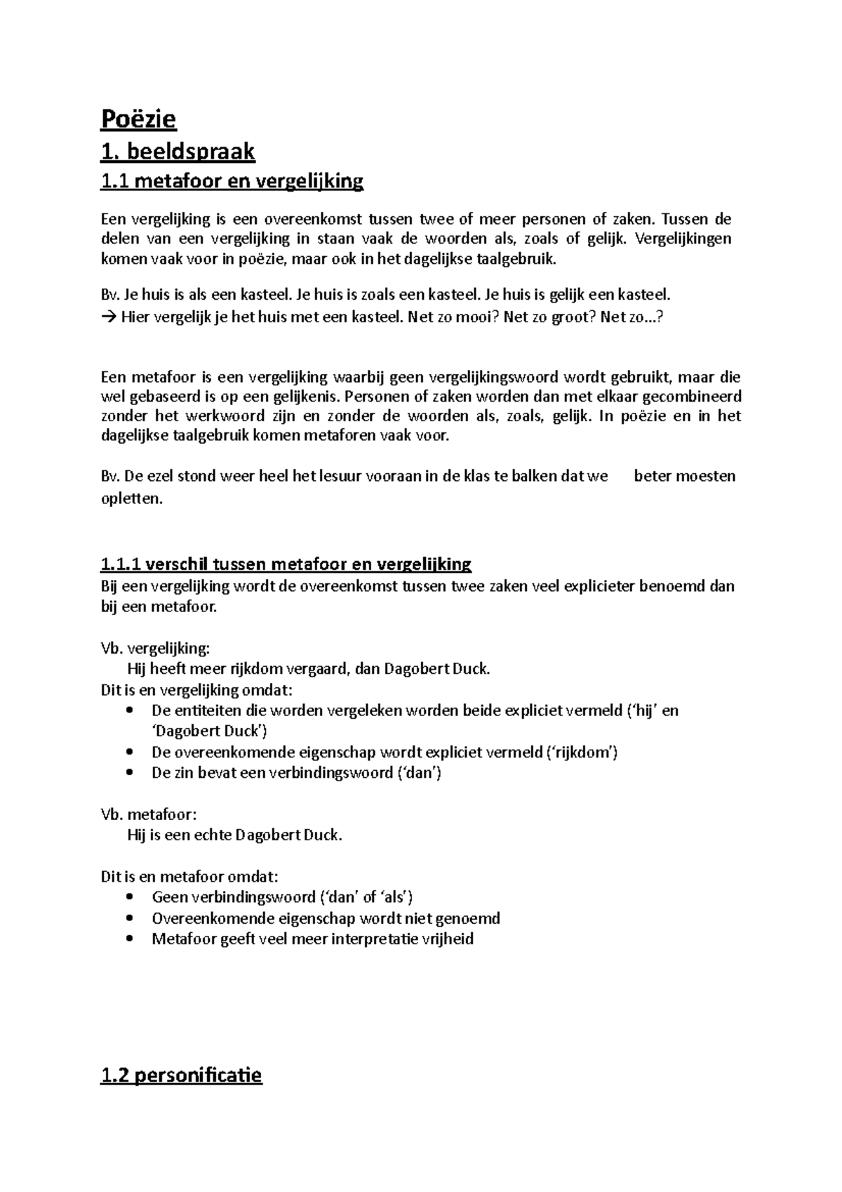 Poëzie - Nederlands - Poëzie 1. beeldspraak 1 metafoor en vergelijking ...