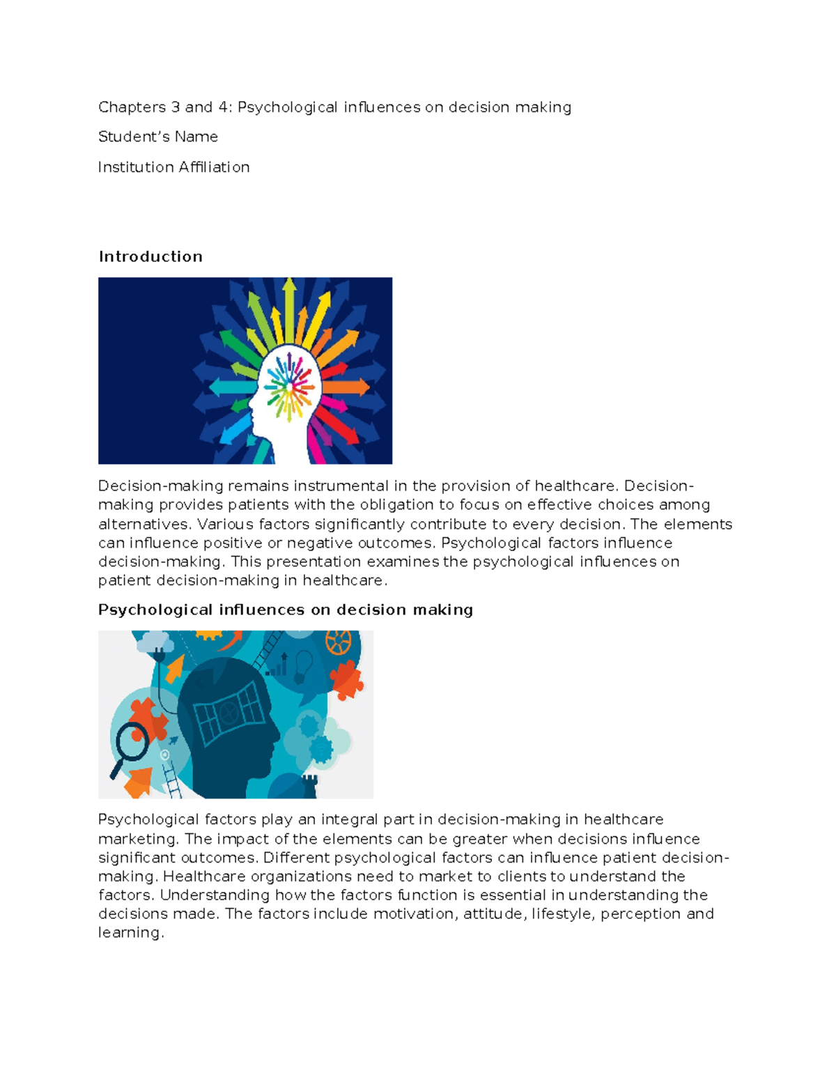 Psychological influences on decision making - Chapters 3 and 4 ...