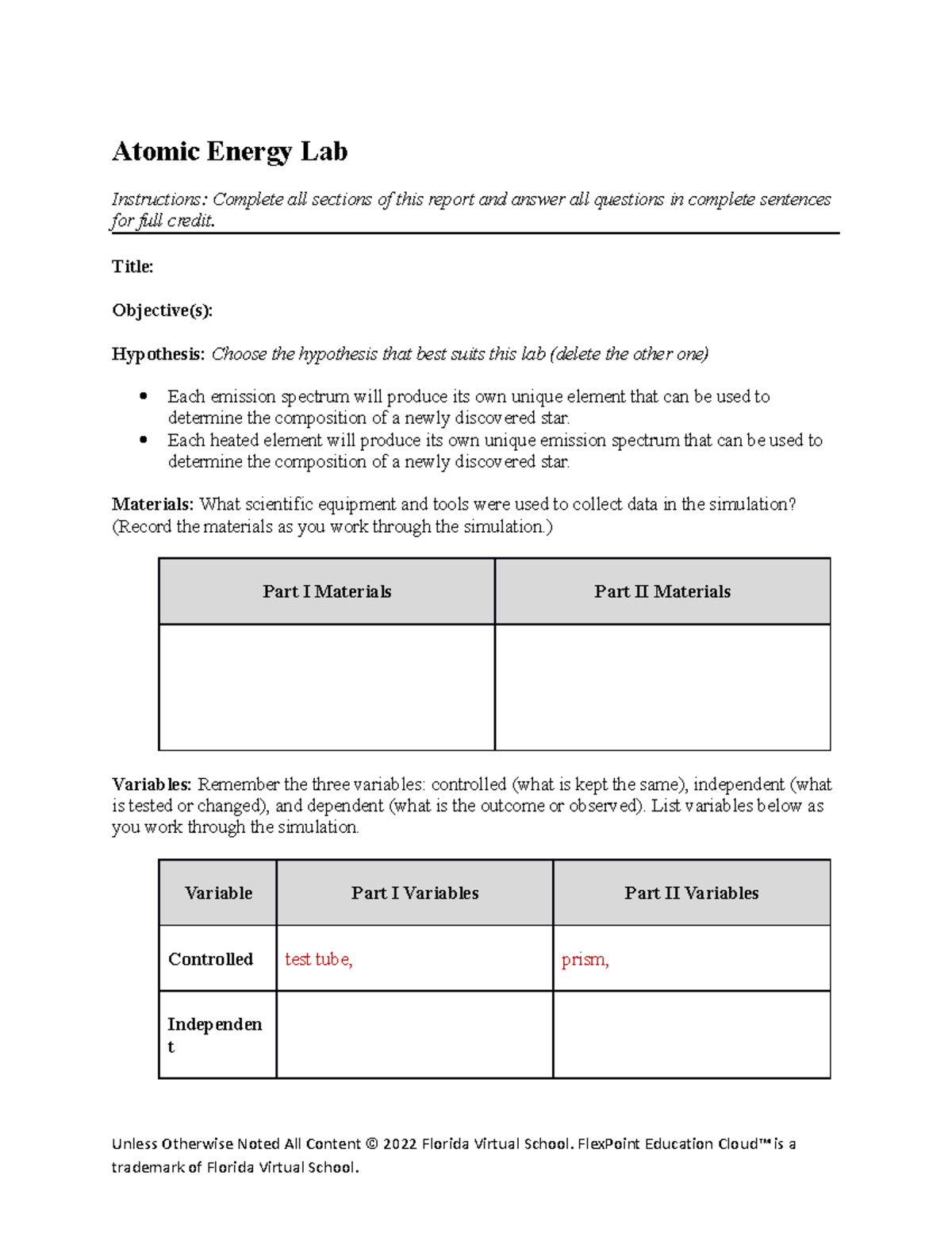 Atomic energy lab - flvs assignment - Atomic Energy Lab Instructions ...