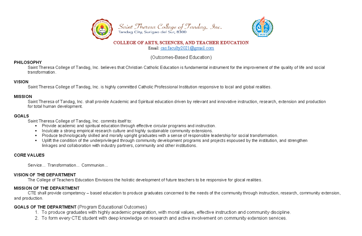 TTL 3 - Syllabus - COLLEGE OF ARTS, SCIENCES, AND TEACHER EDUCATION ...