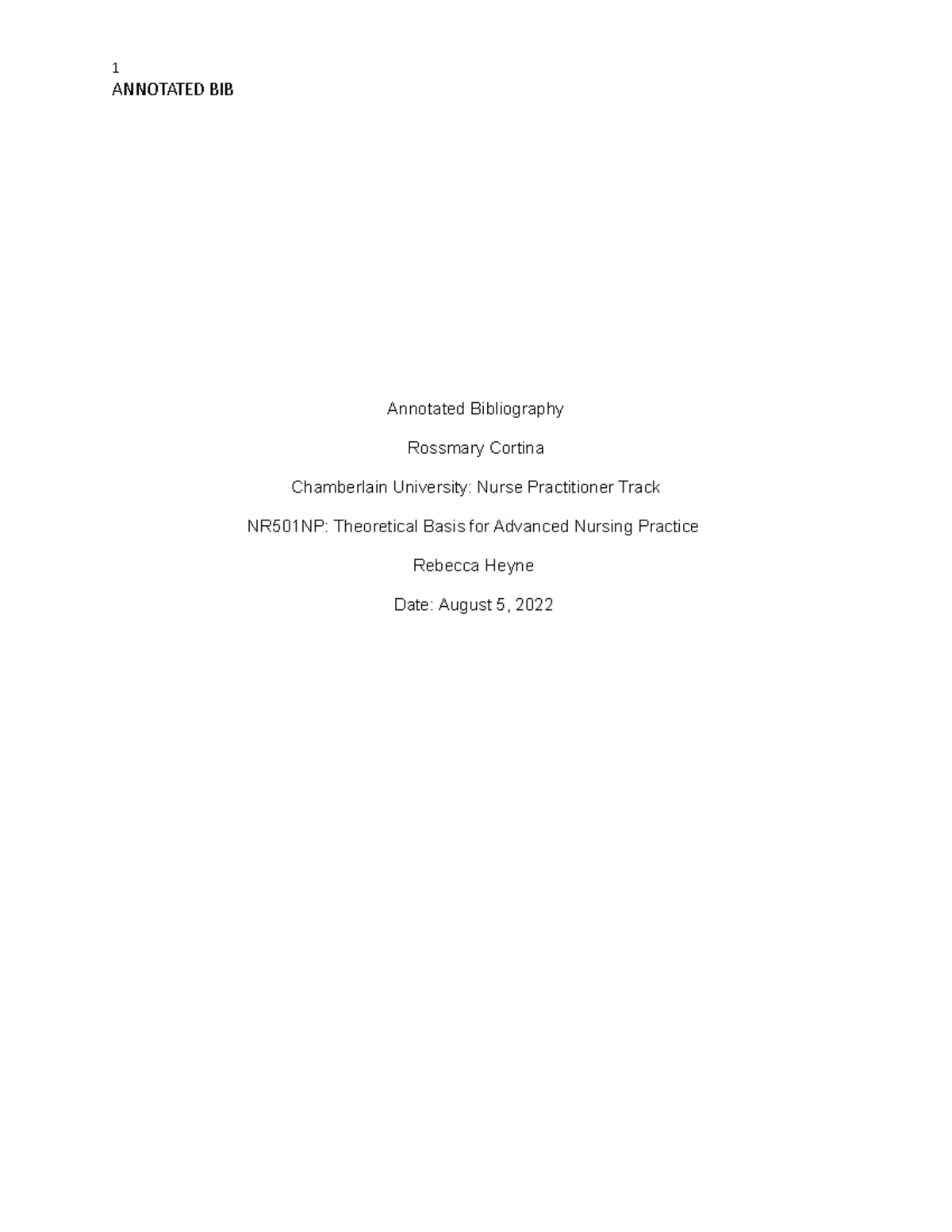 Annotated Bib - ANNOTATED BIB Annotated Bibliography Rossmary Cortina ...