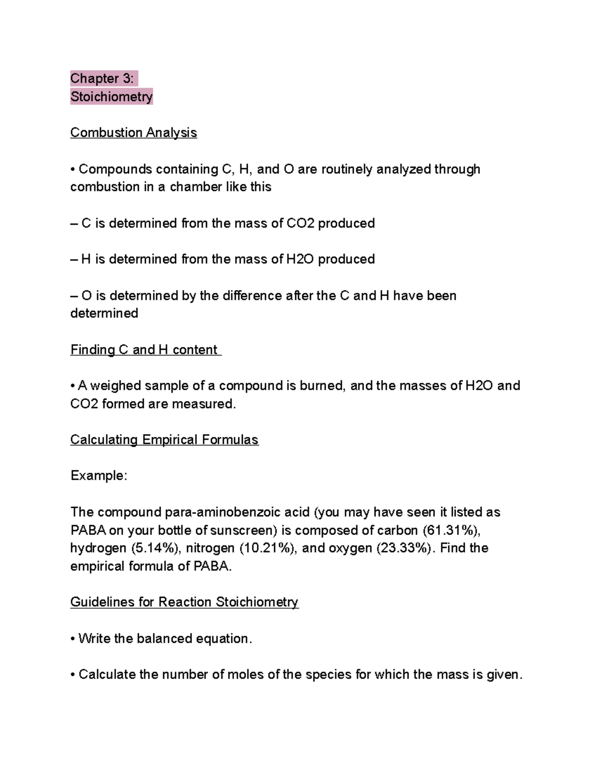 Chapter 3 Stoichiometry Part 3 - Chapter 3: Stoichiometry Combustion ...