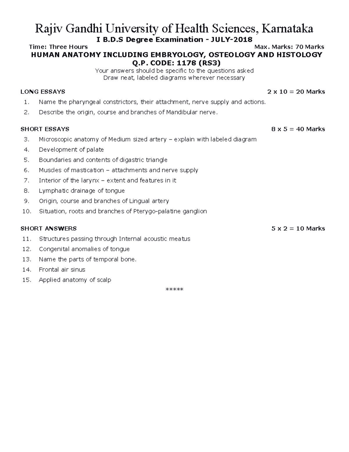 BDS - 1178 - General Anatomy Including Embryology AND Histology - Gattp ...