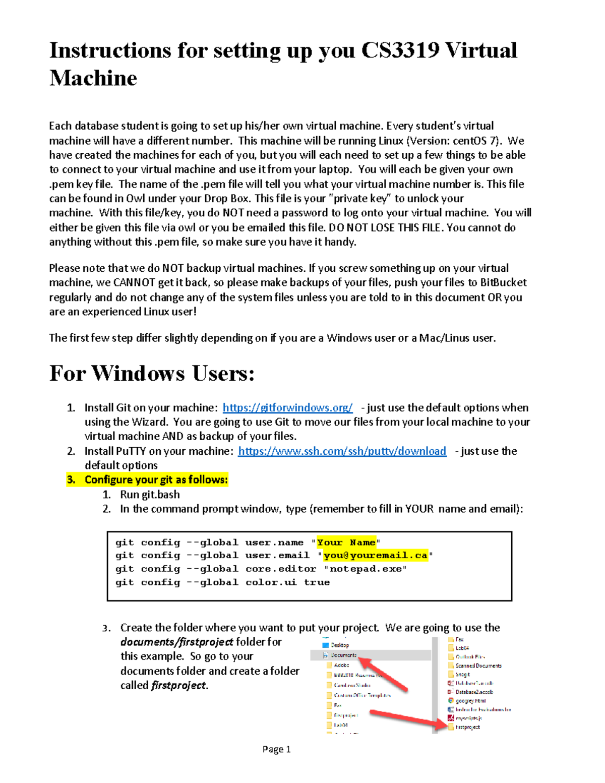 The VMsetup guide CS3319 - Instructions for setting up you CS3319 Virtual Machine Each database ...