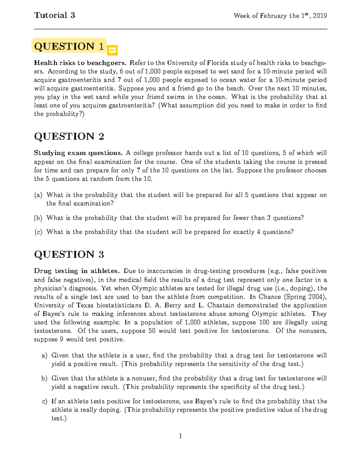 Tutorial 3 01Feb2019 sa - Tutorial 3 Week of February the 1st , 2019 ...