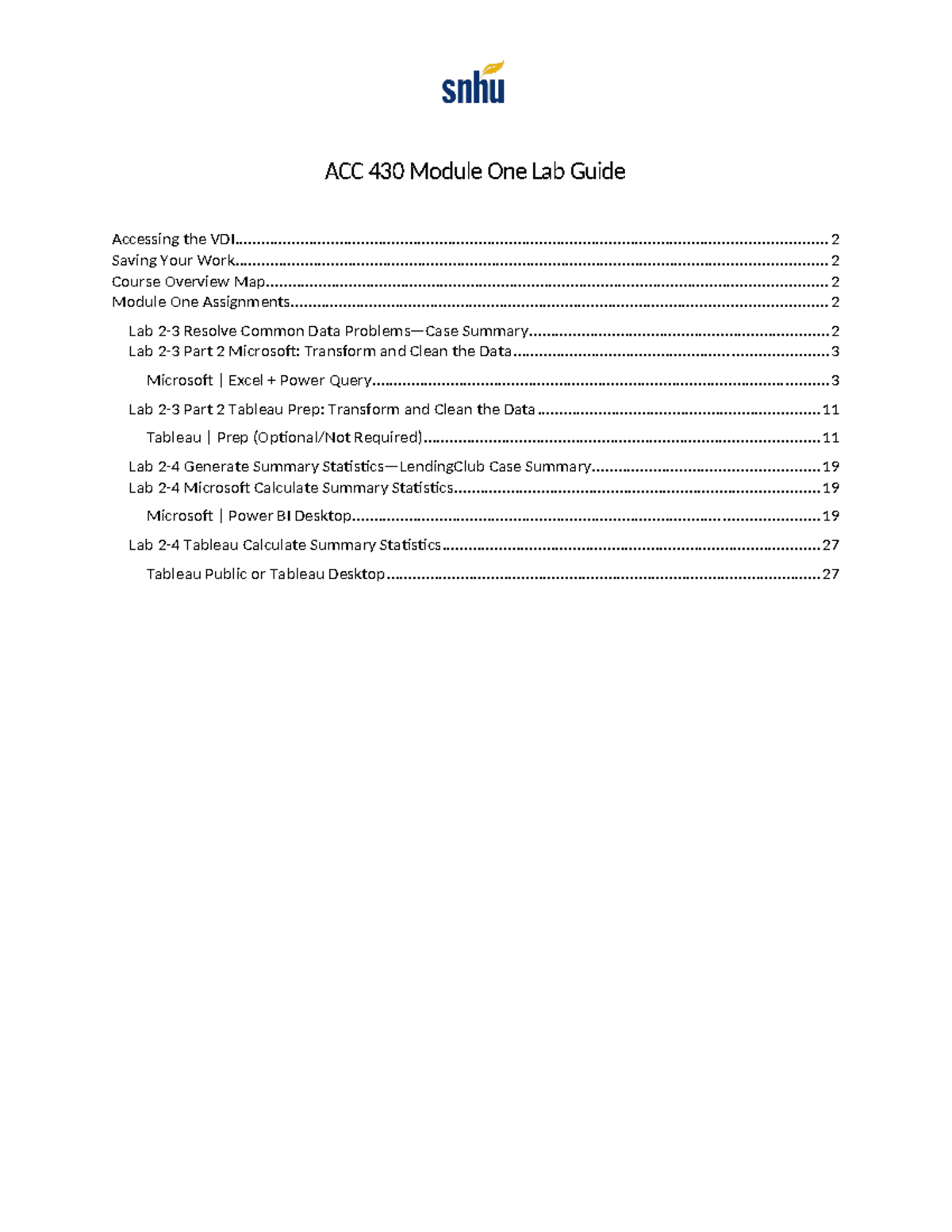 ACC 430 Module One Lab Guide - ACC 430 Module One Lab Guide Accessing ...