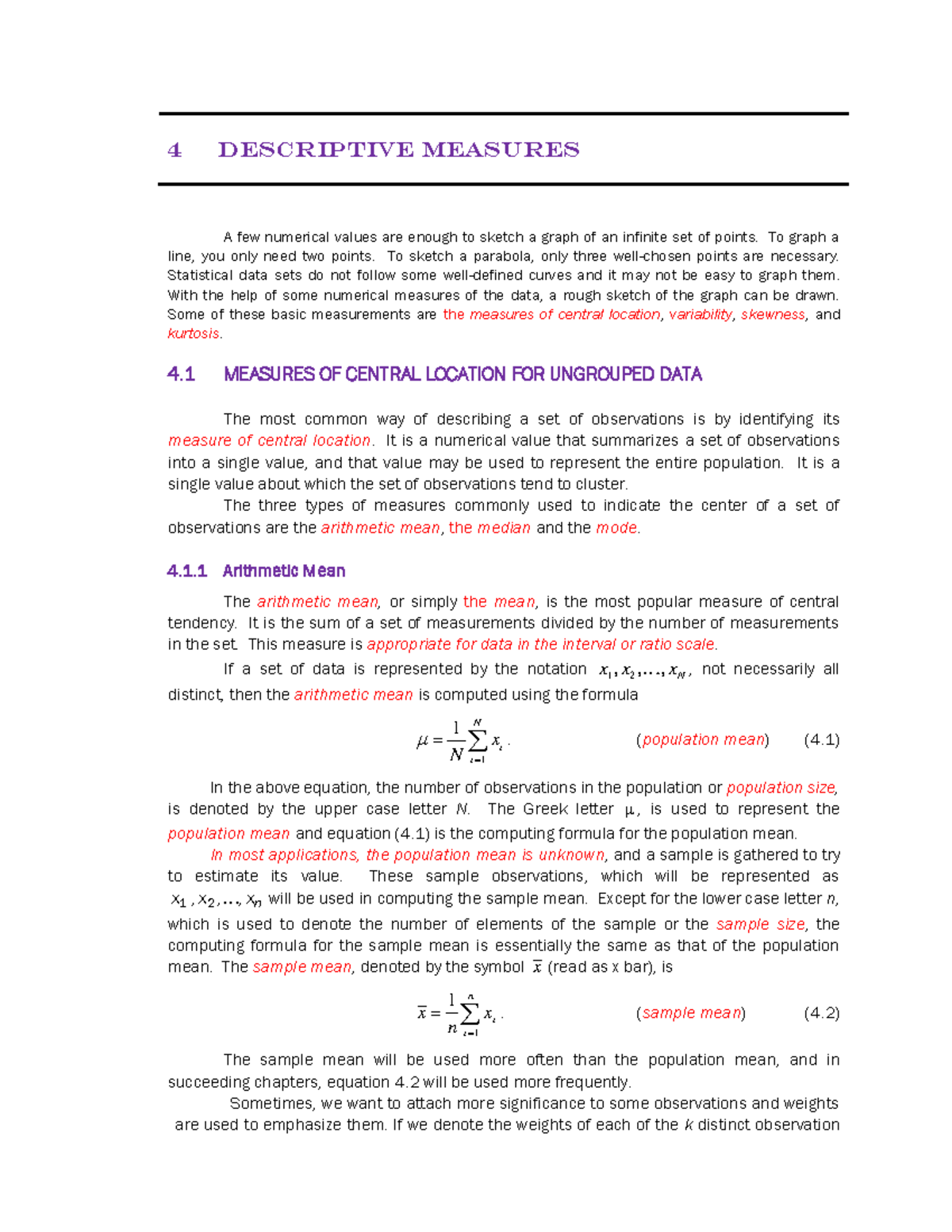 Chap4 Descriptive Measures lecture - A few numerical values are enough ...
