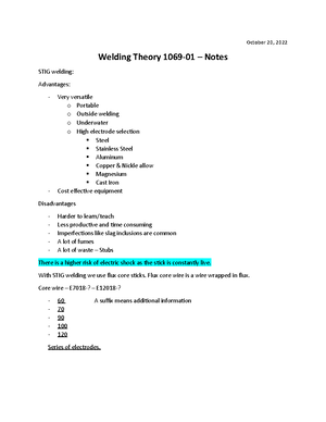 Welding Theory Semester 1 - November 3, 2022 Welding Theory 1069-01 ...