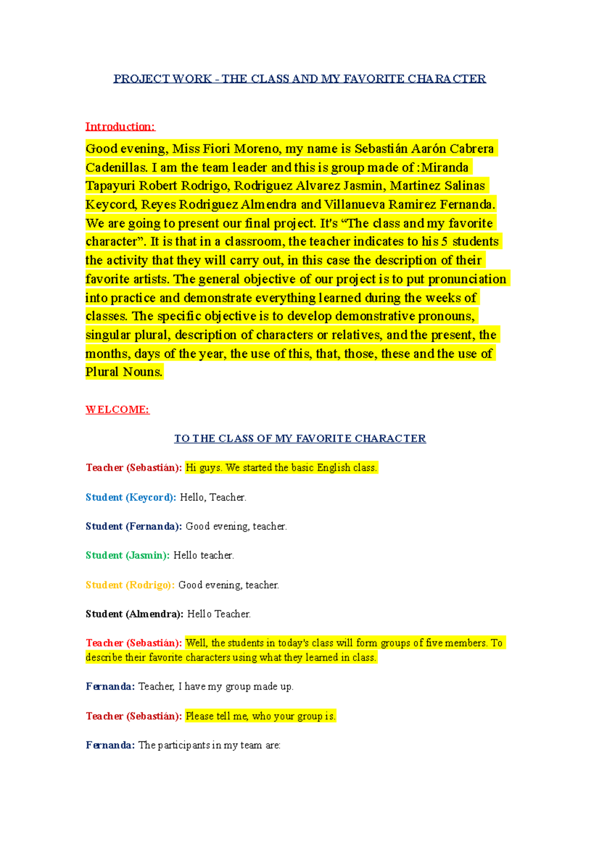 2.- Project WORK III TEXT Finish - PROJECT WORK - THE CLASS AND MY ...