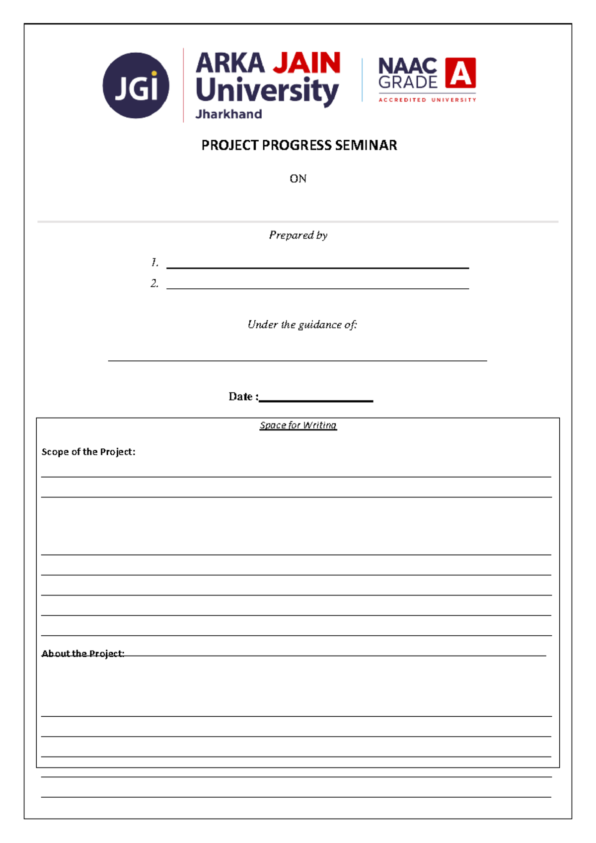 BCA - Project Progress Seminar format - Bachelor of Computer Application - PROJECT PROGRESS ...