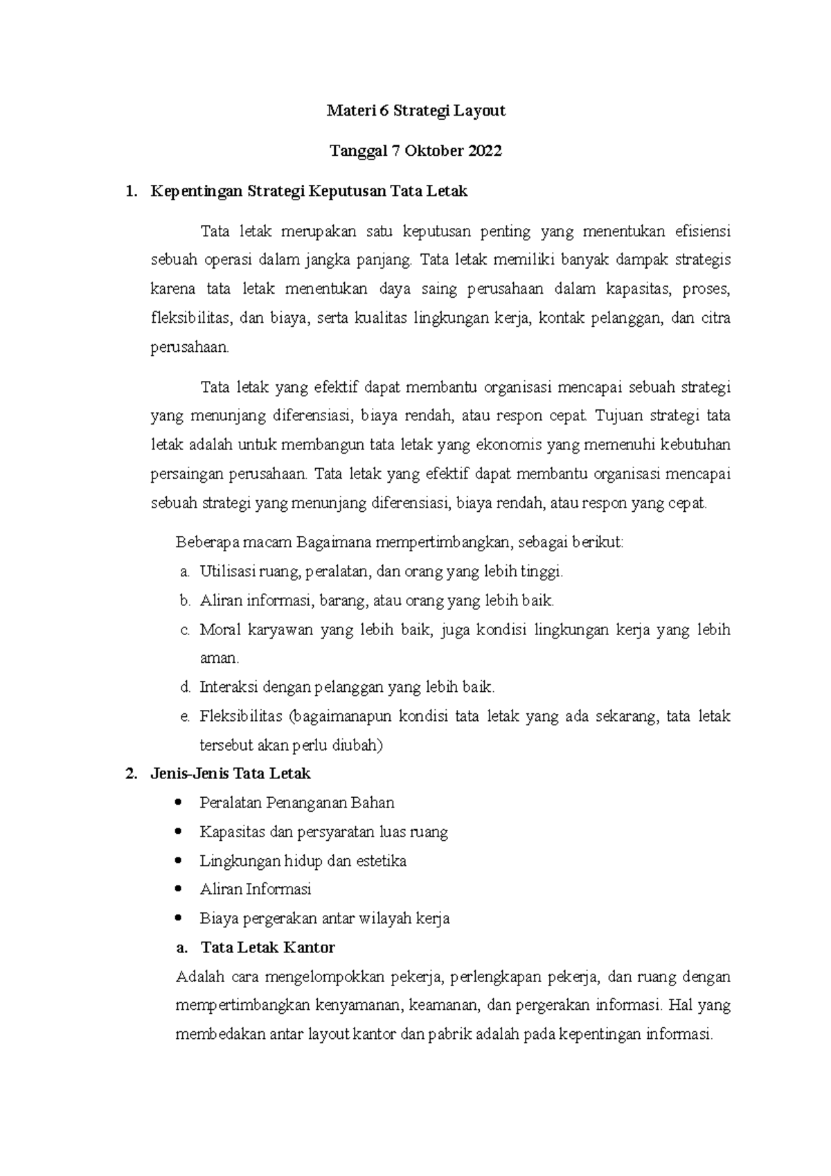 Strategi Layout (MO) - Materi 6 Strategi Layout Tanggal 7 Oktober 2022 ...