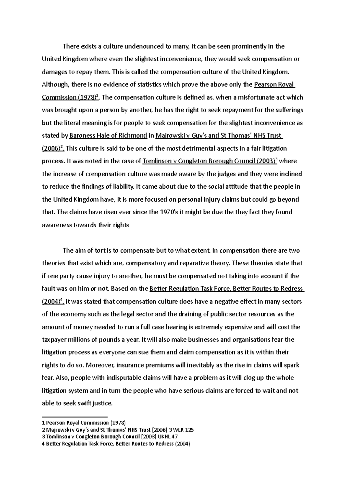 The Compensation Culture of the United Kingdom - There exists a culture ...