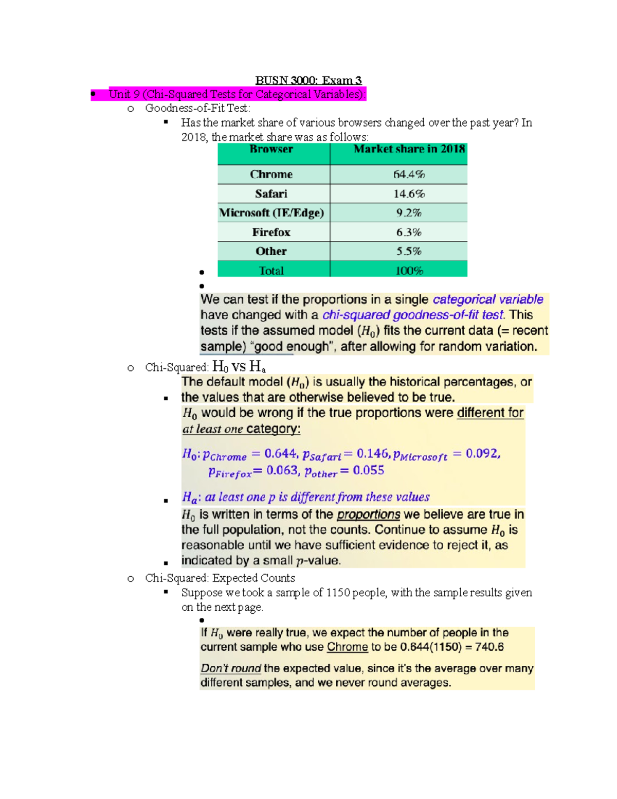 BUSN 3000 Exam 3 - Professor: Isaac Ocloo - BUSN 3000: Exam 3 Unit 9 ...