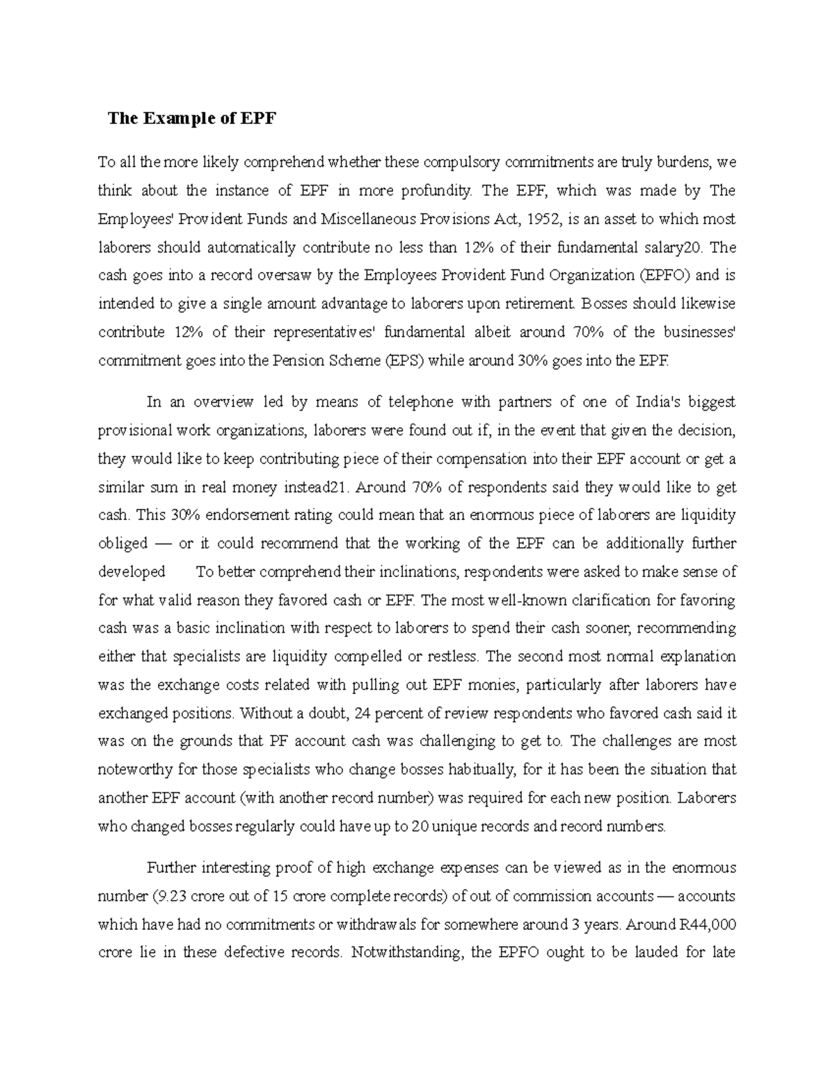 The Example of EPF - The EPF, which was made by The Employees ...