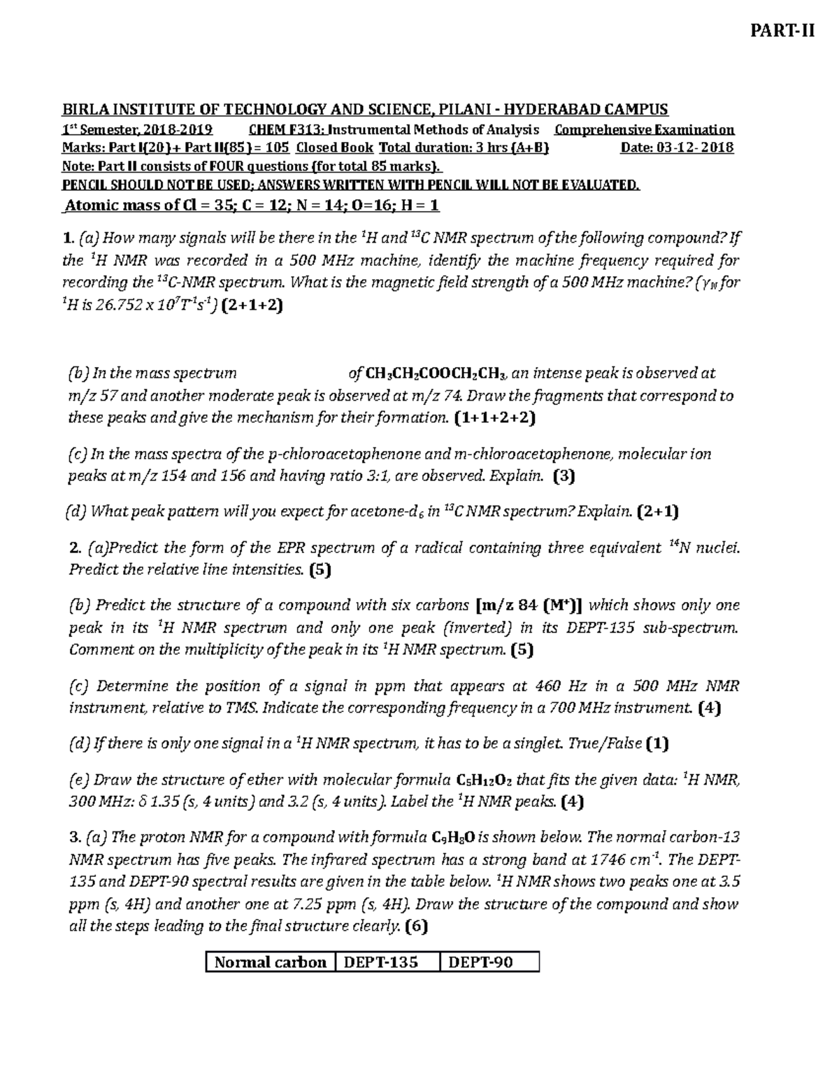 Compre Part II - practice problem set - BIRLA INSTITUTE OF TECHNOLOGY AND SCIENCE, PILANI ...