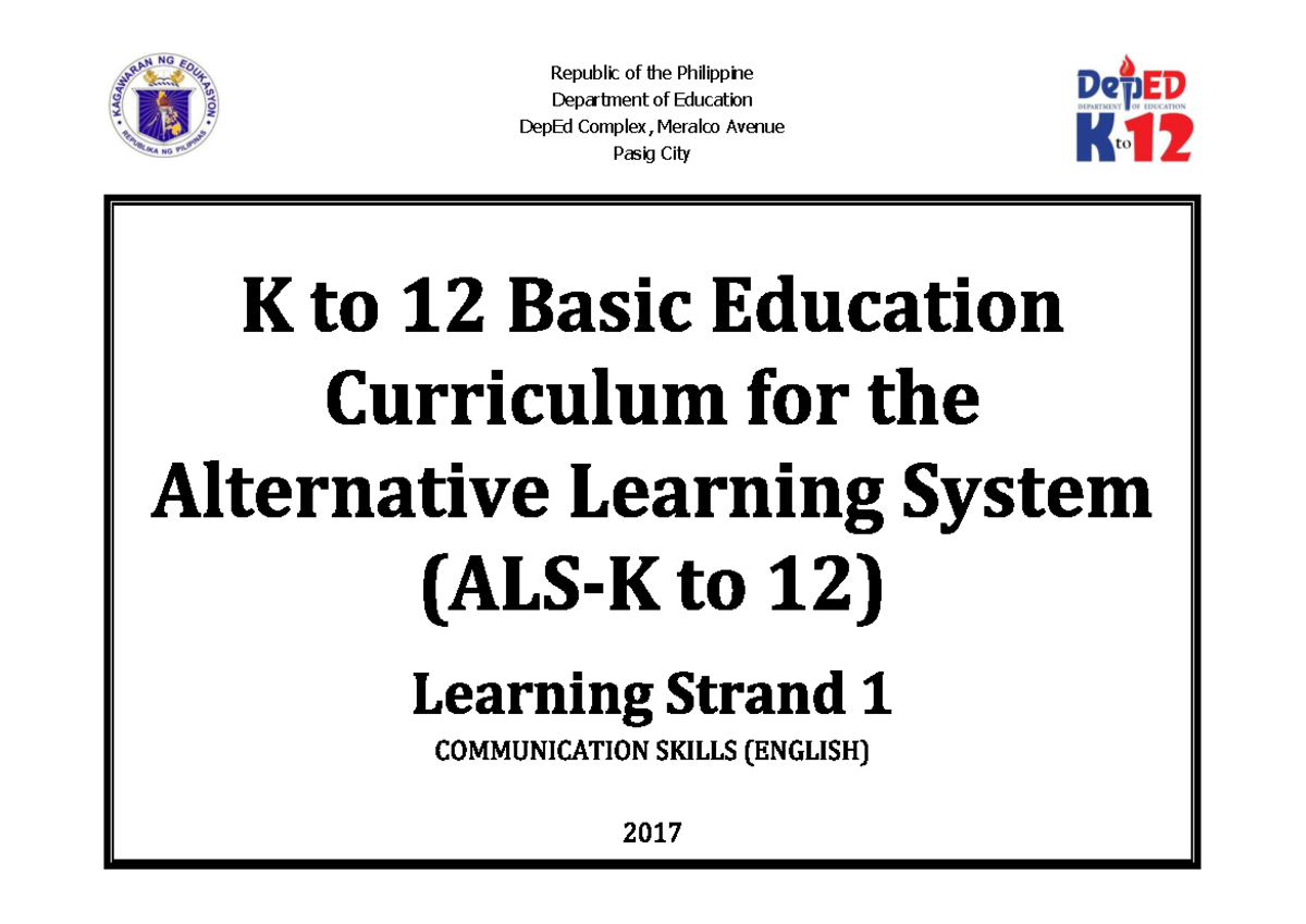 ALS 1 Comm Skills English - Republic of the Philippine Department of ...