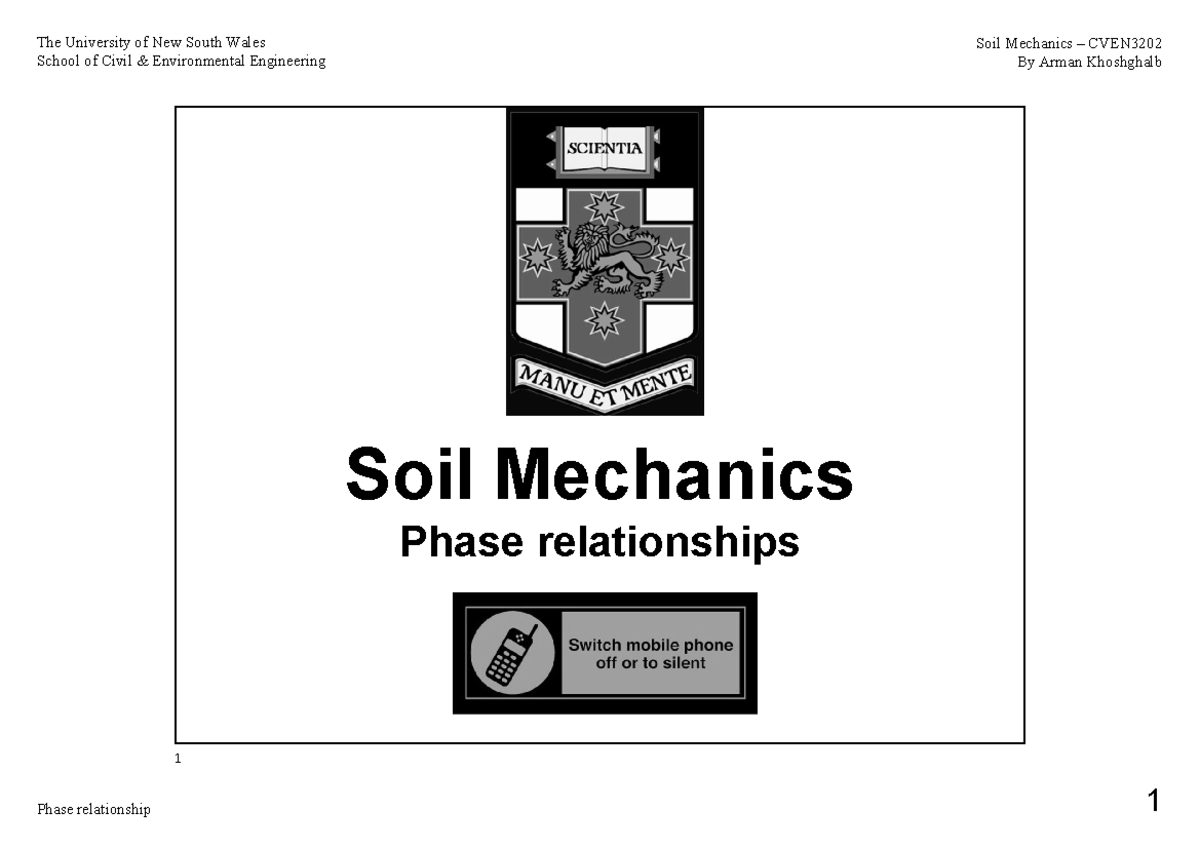 Phase relationship Lecture Notes - School of Civil & Environmental ...