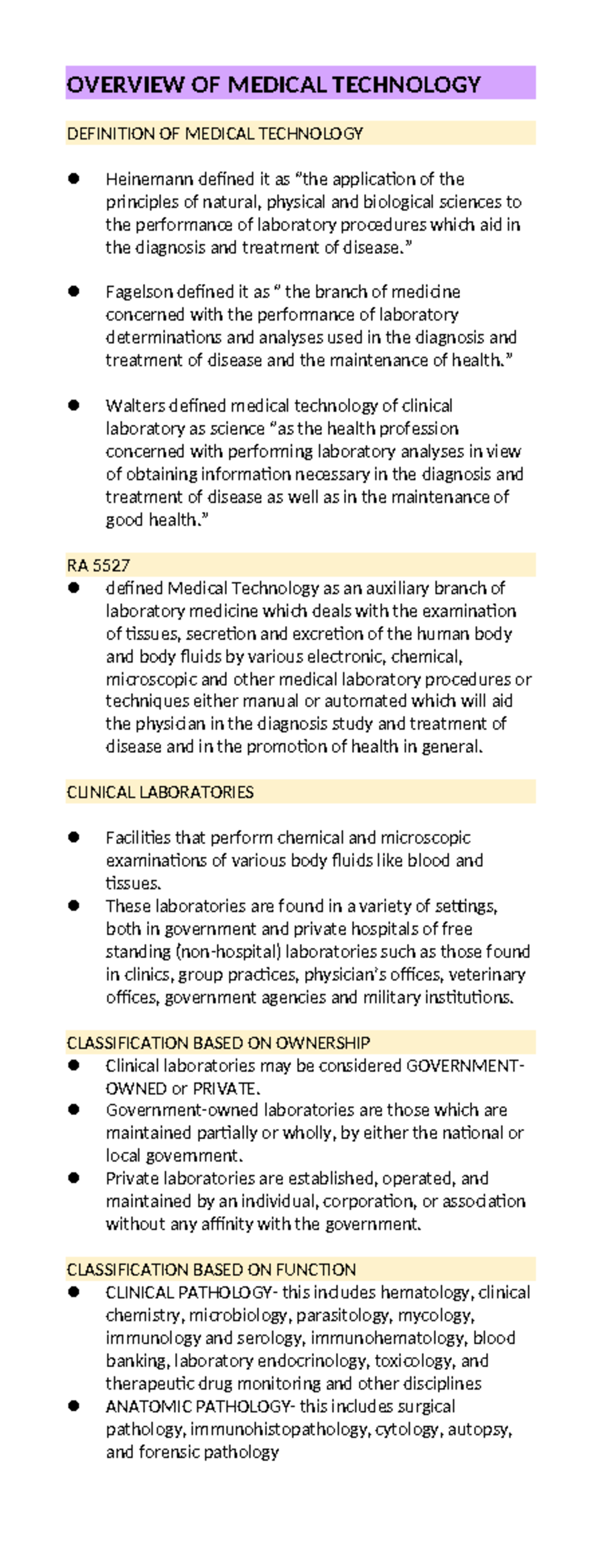 Overview OF Medical Technology - OVERVIEW OF MEDICAL TECHNOLOGY ...