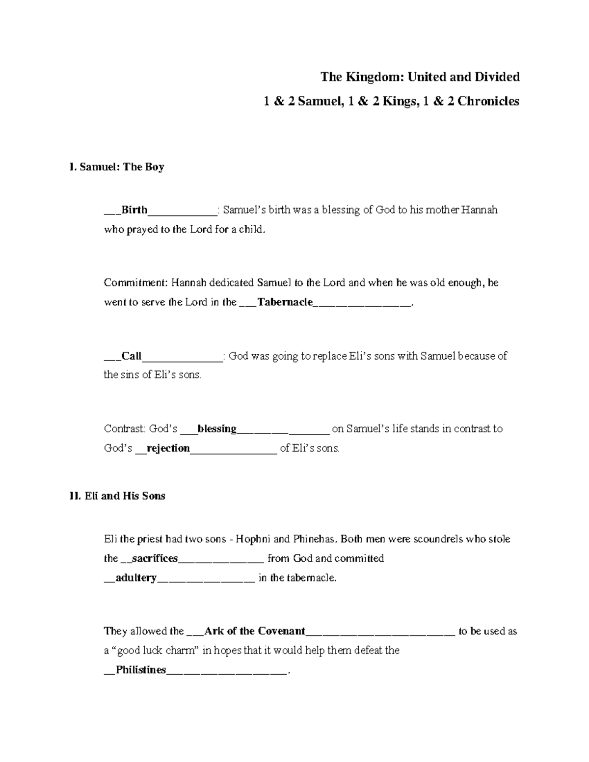The Kingdom Books BIBL105 Notes - The Kingdom: United and Divided 1 & 2 ...