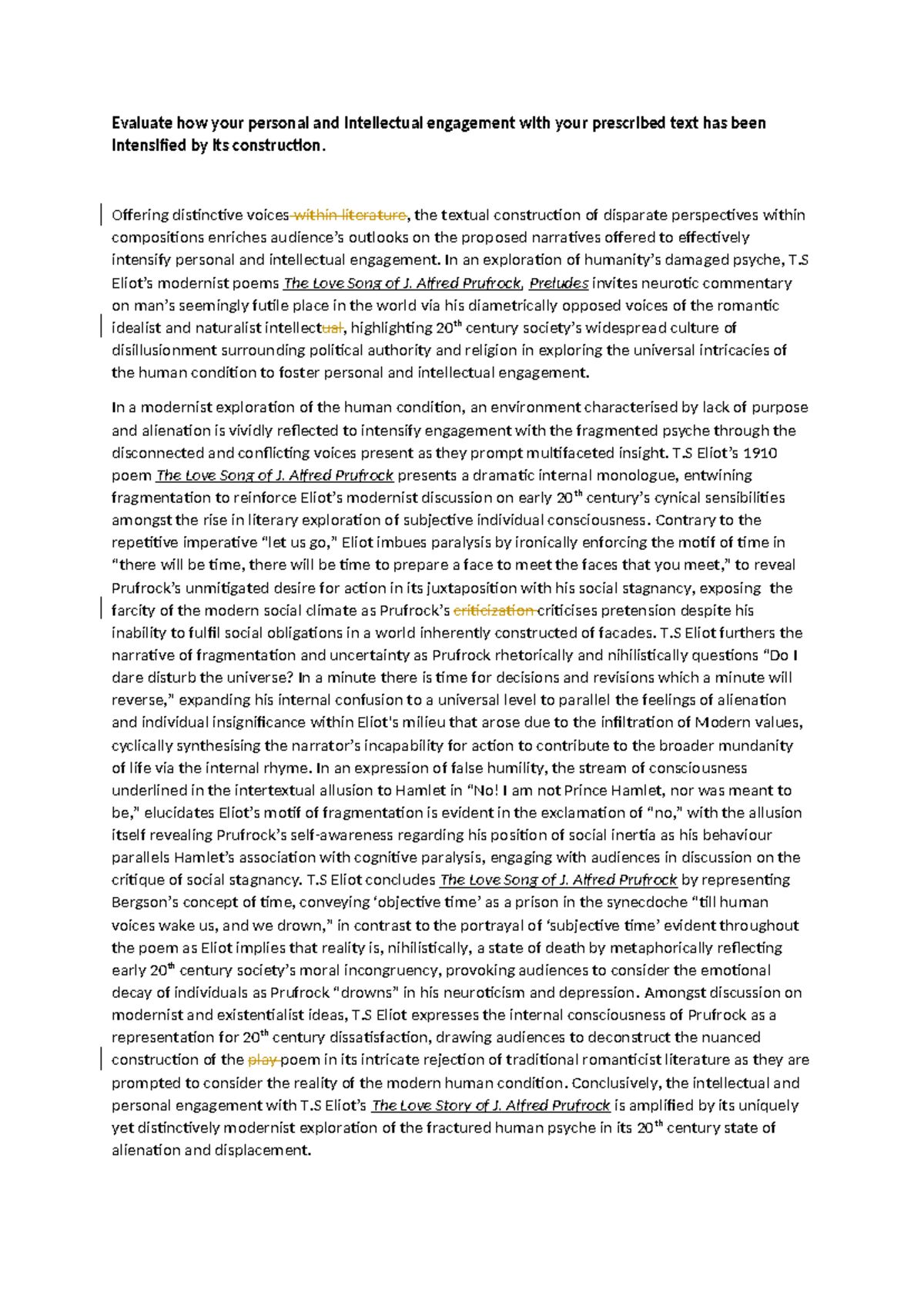 Essay draft hsc - Evaluate how your personal and intellectual ...