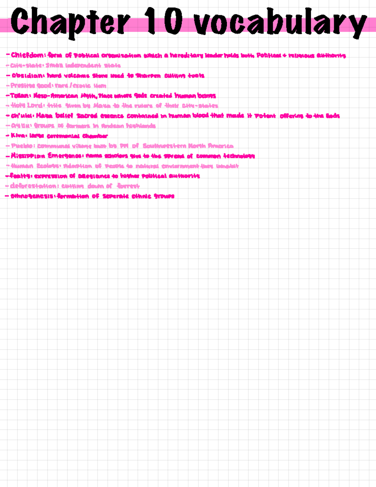 WH Vocab - Chapter 10 vocabulary Chiefdom : form of political ...