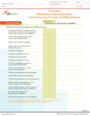 Ati Medication Administration Administering Nasal Medications checklist ...