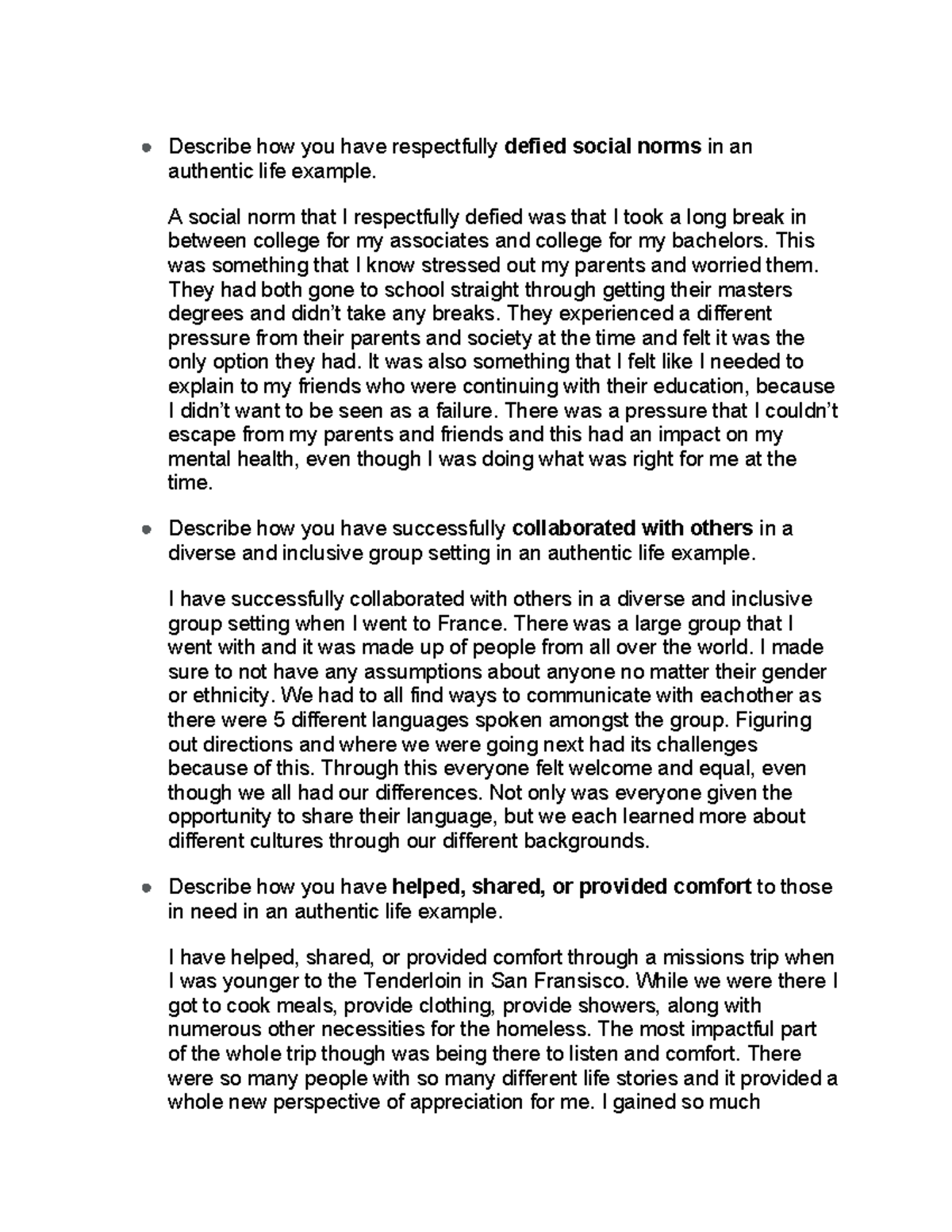 8-2 Activity - Morgan Severson - Describe how you have respectfully ...