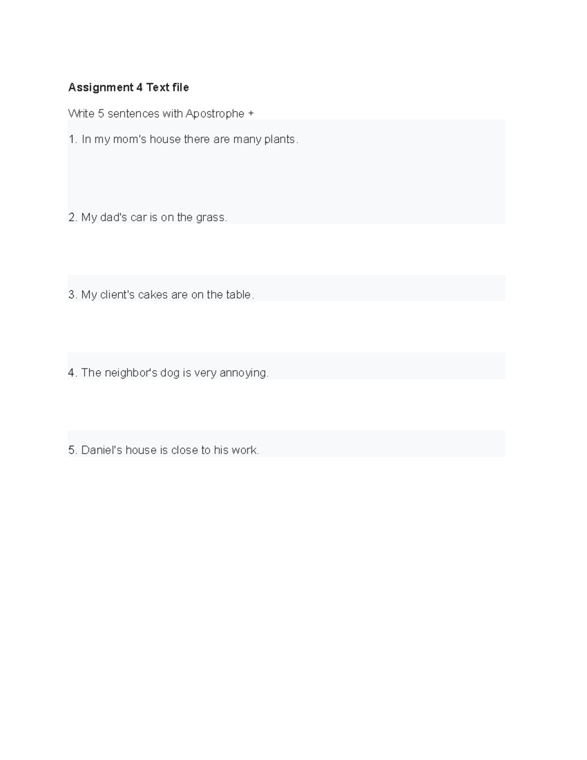 Ejercicio de ingles nivel 1 actividad 2 actividad - Assignment 4 Text file Write 5 sentences ...