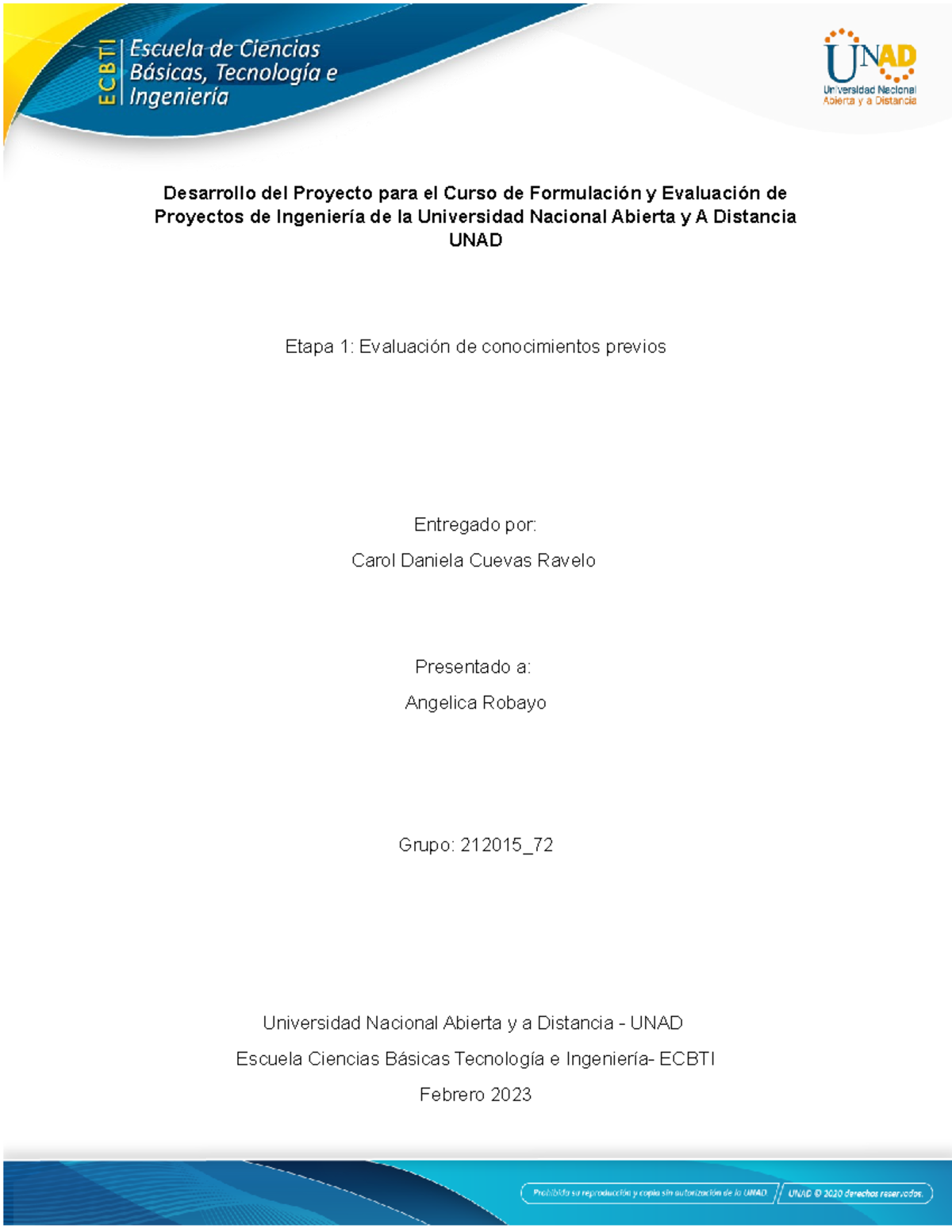 Etapa 1 Daniela ravelo - Nada - Desarrollo del Proyecto para el Curso ...