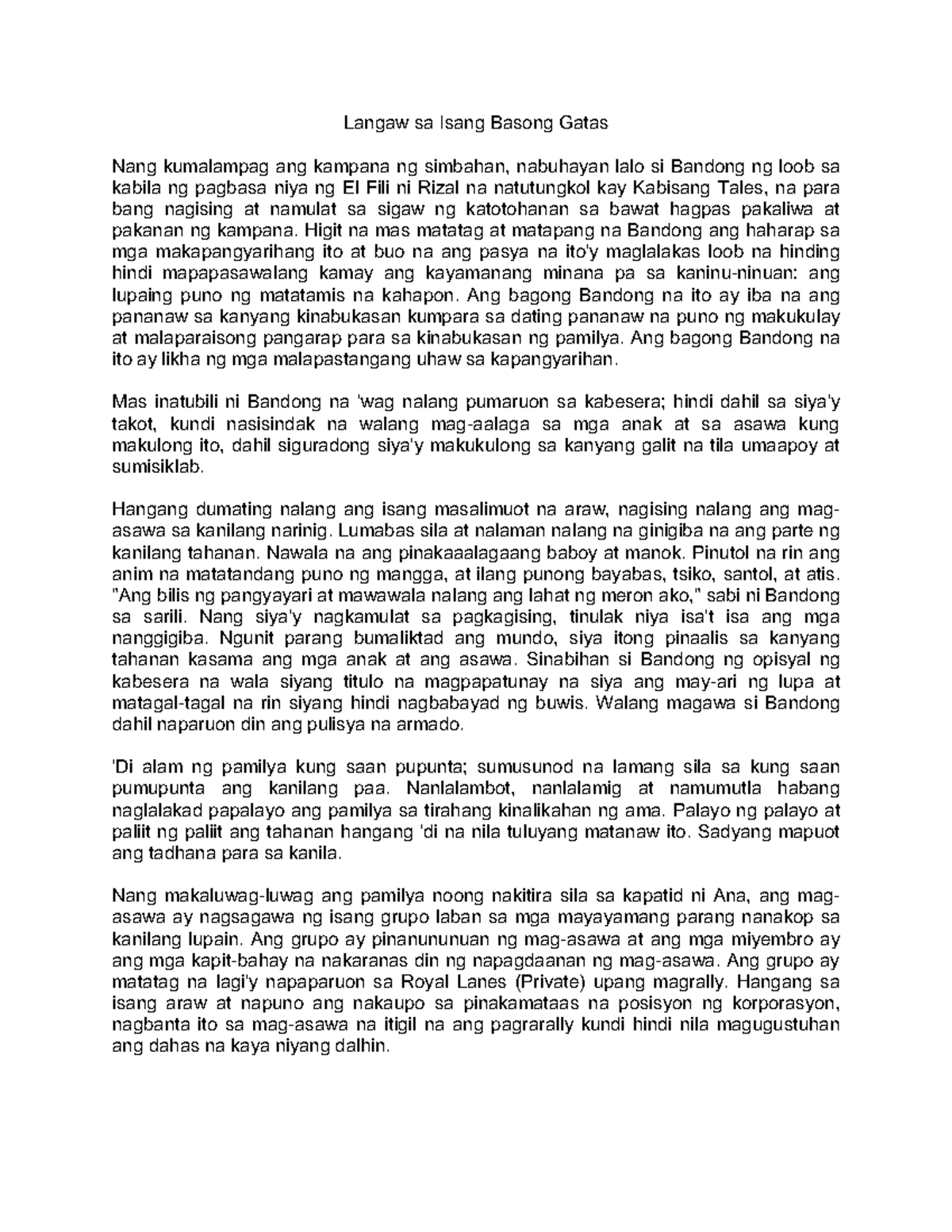 73683536 Langaw Sa Isang Basong Gatas - /DQJDZ VD ,VDQJ %DVRQJ *DWDV ...