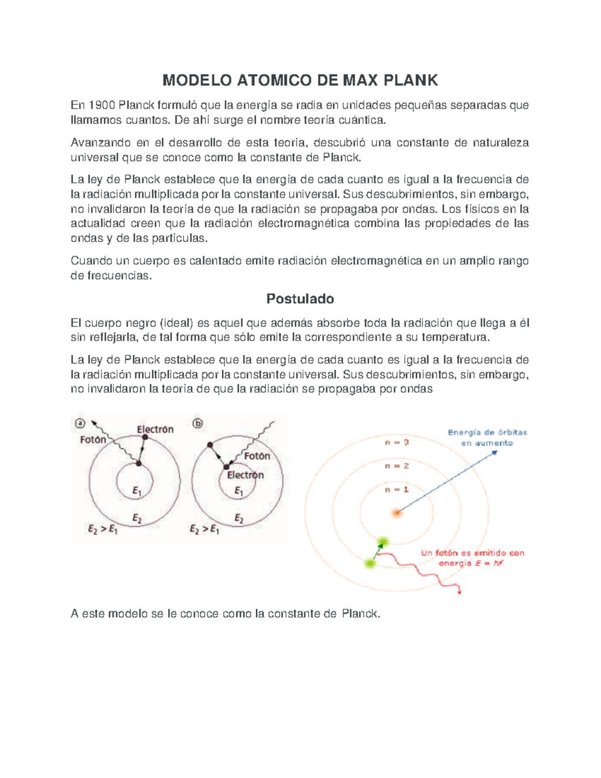 modelo atomico de max plank - MODELO ATOMICO DE MAX PLANK En 1900 ...