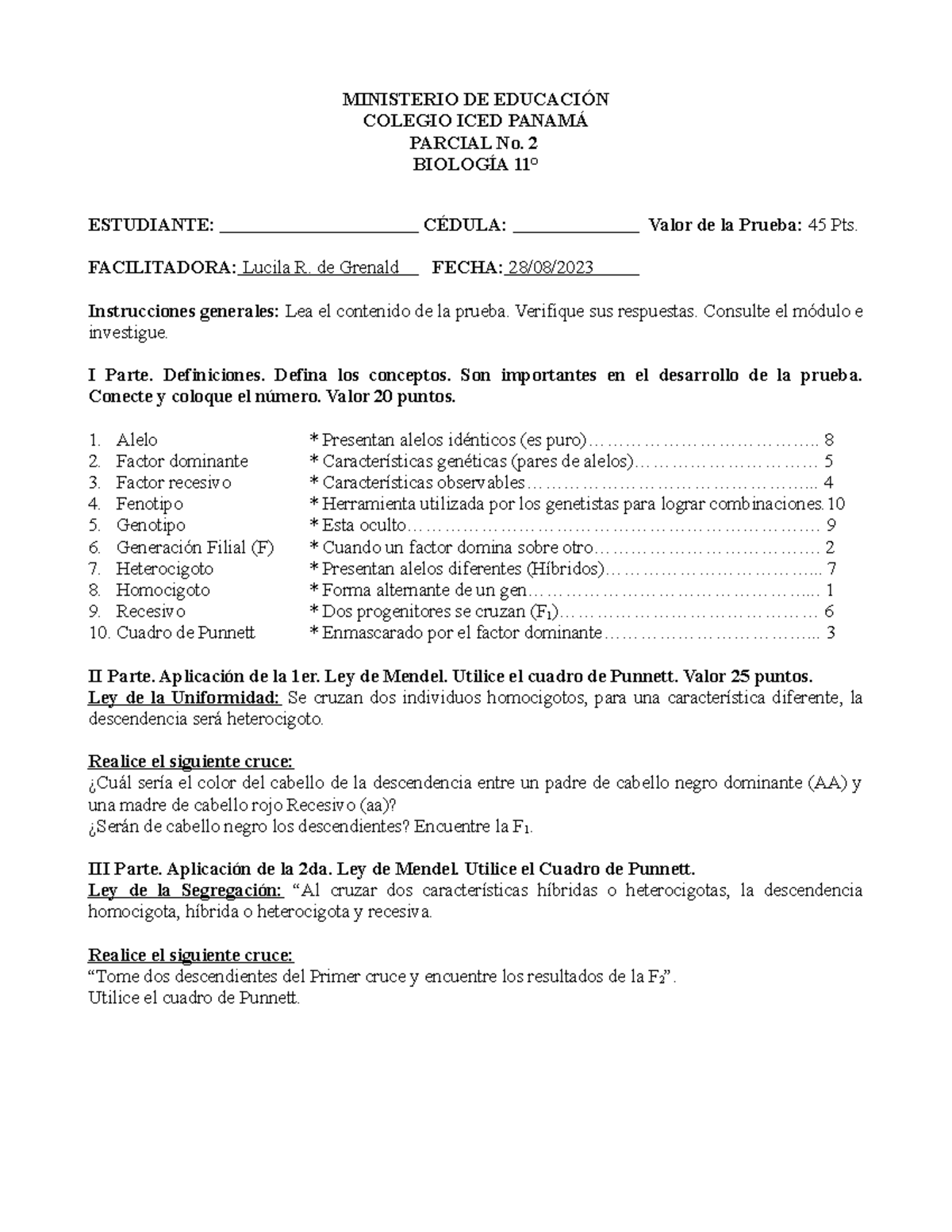 Biologia 2 parcial 3 - JKNJKK - MINISTERIO DE EDUCACIÓN COLEGIO ICED ...