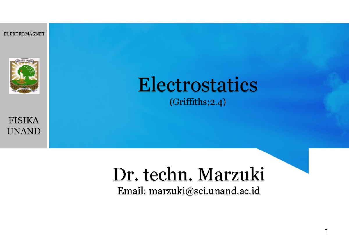 Chapter 2. Griffiths-Electrostatics-2 - ELEKTROMAGNET Electrostatics ...