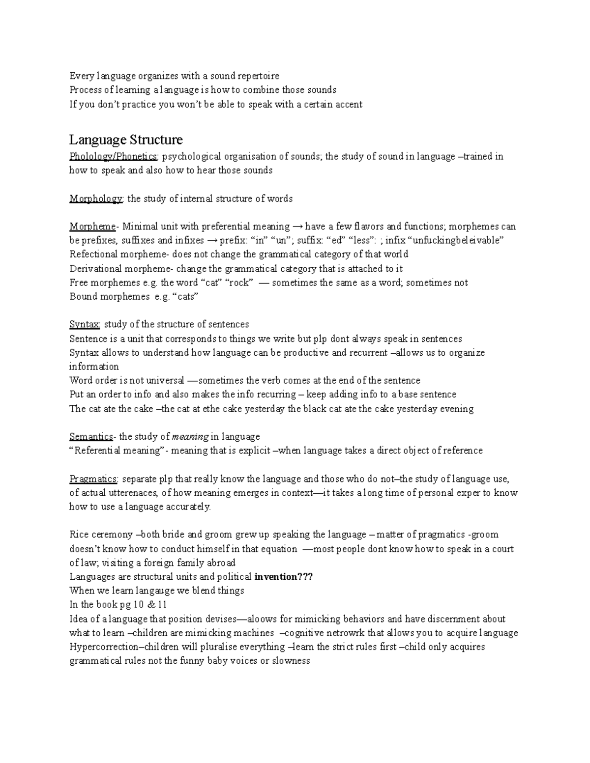 A1043 - lecture notes - Every language organizes with a sound ...