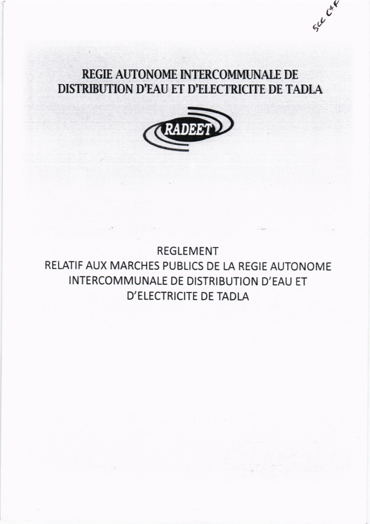 Reglement des marchés Radeet - ^»( U q'ÿ REGIE AUTONOME INTTRCOMMTJNAI ...