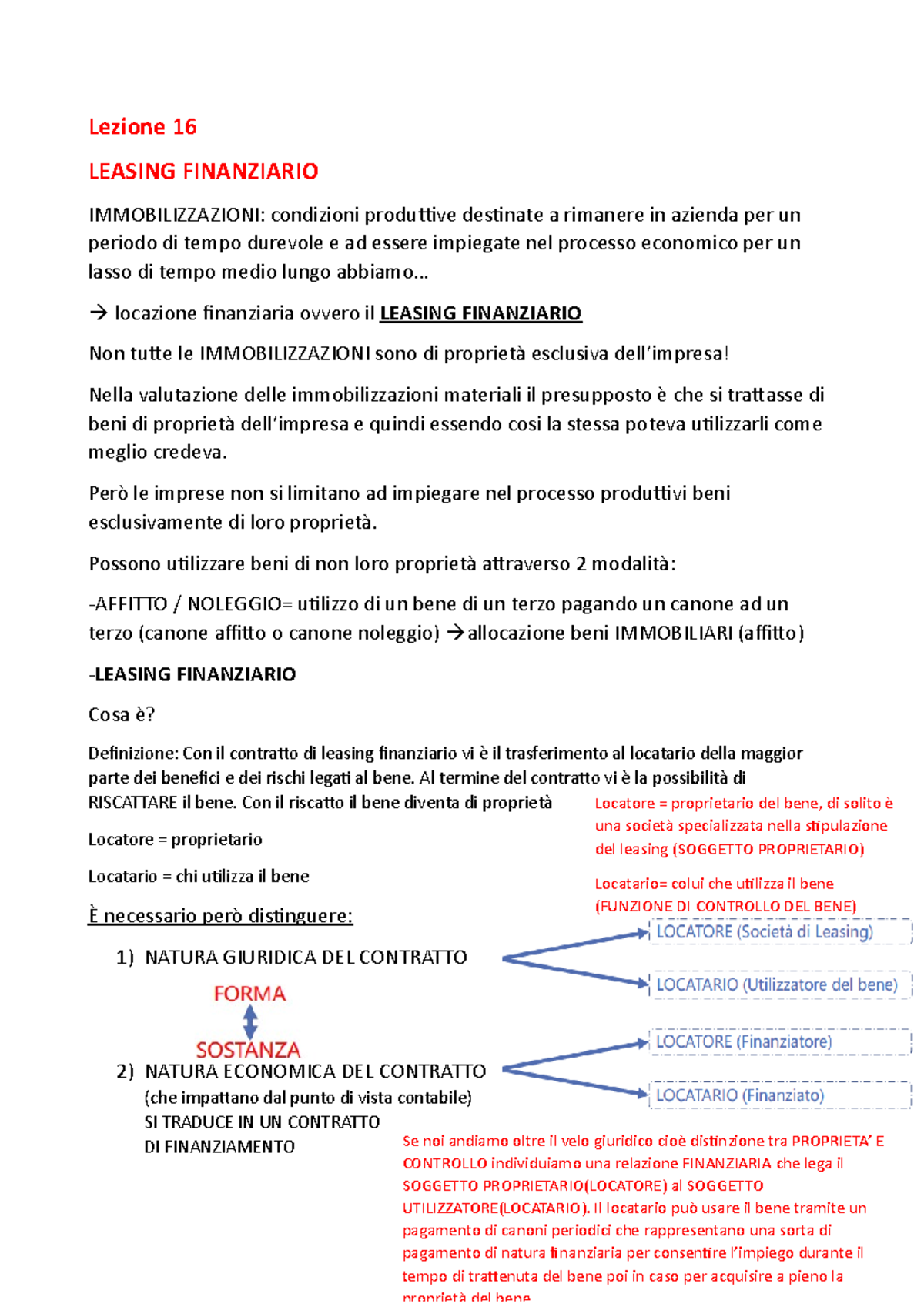 Contabilità e bilancio lezione 16 - Lezione 16 LEASING FINANZIARIO ...