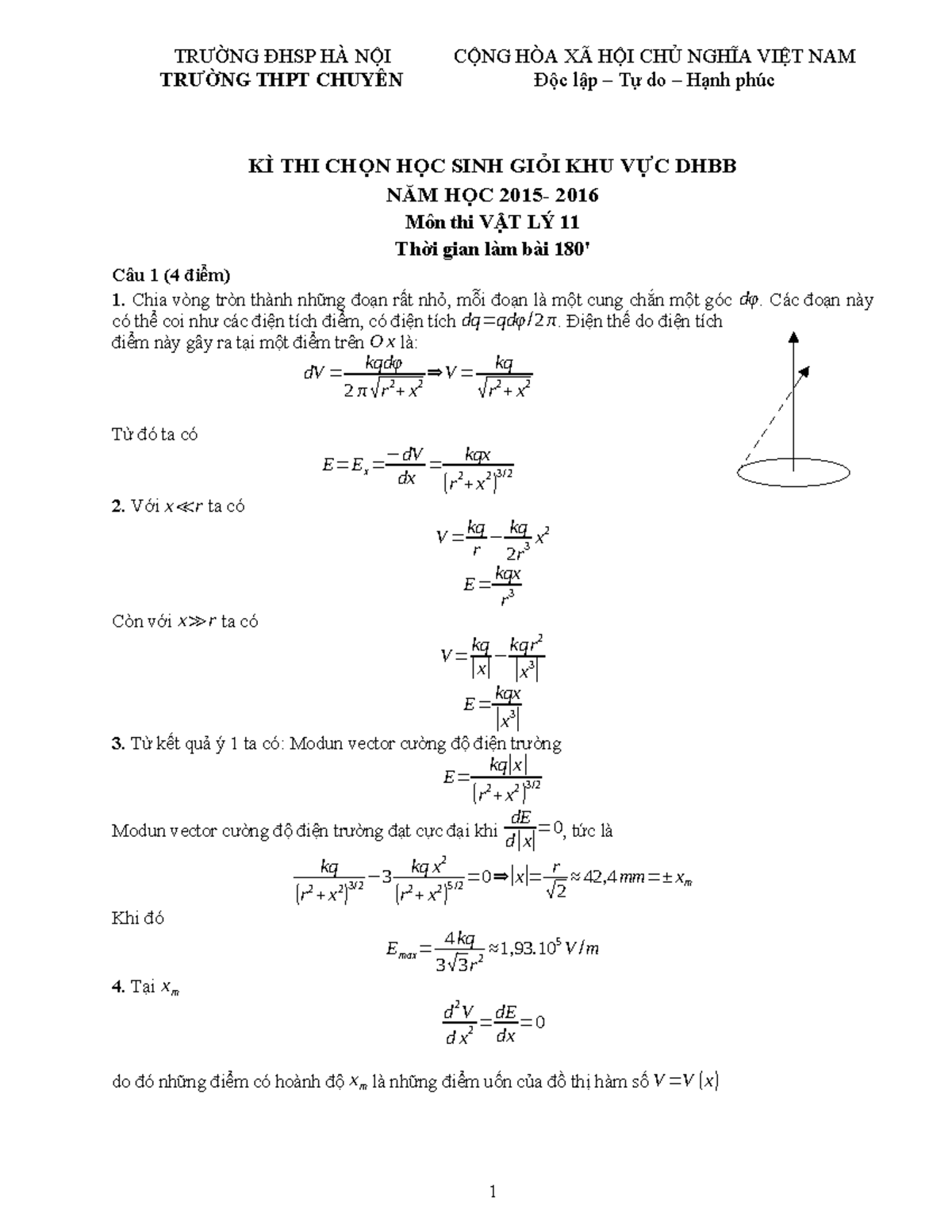 DHBB DA MON LI 11 - ……. - TRƯỜNG ĐHSP HÀ NỘI CỘNG HÒA XÃ HỘI CHỦ NGHĨA ...