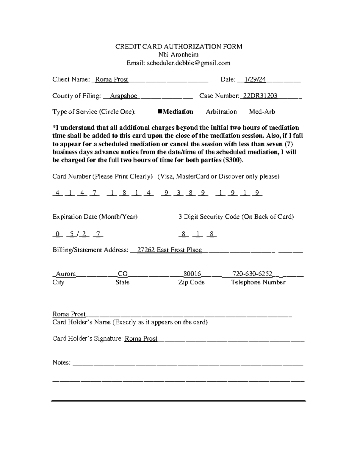 Na Credit Card Form Prost Credit Card Authorization Form Nhi Aronheim Email Schedulergmail 