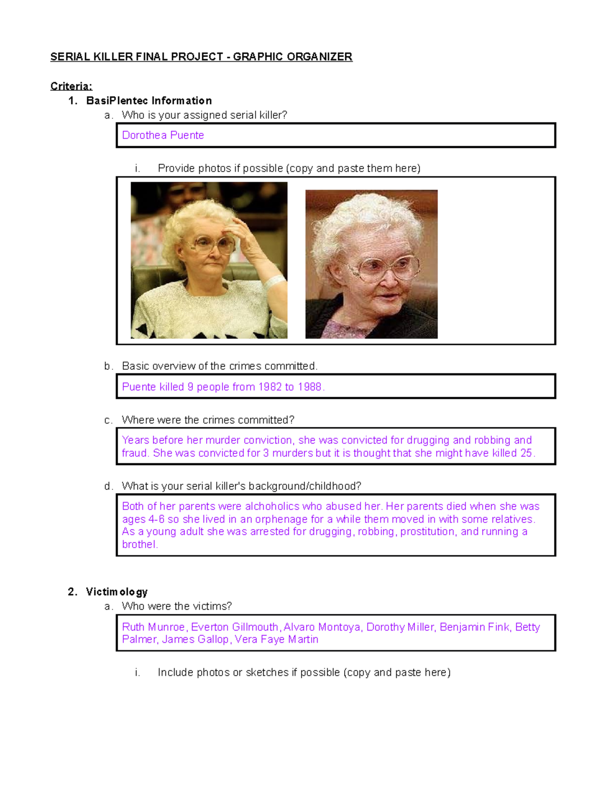 Graphic Organizer Serial Killer Final Project - SERIAL KILLER FINAL ...