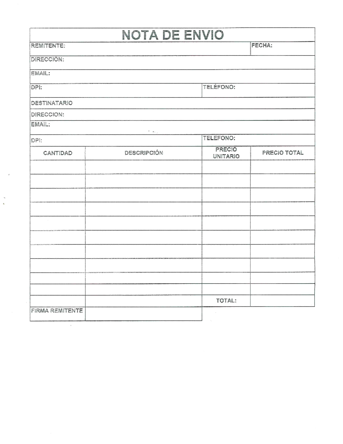 NOTA DE Envio - CONTABILIDAD - Contabilidad 7 - Studocu