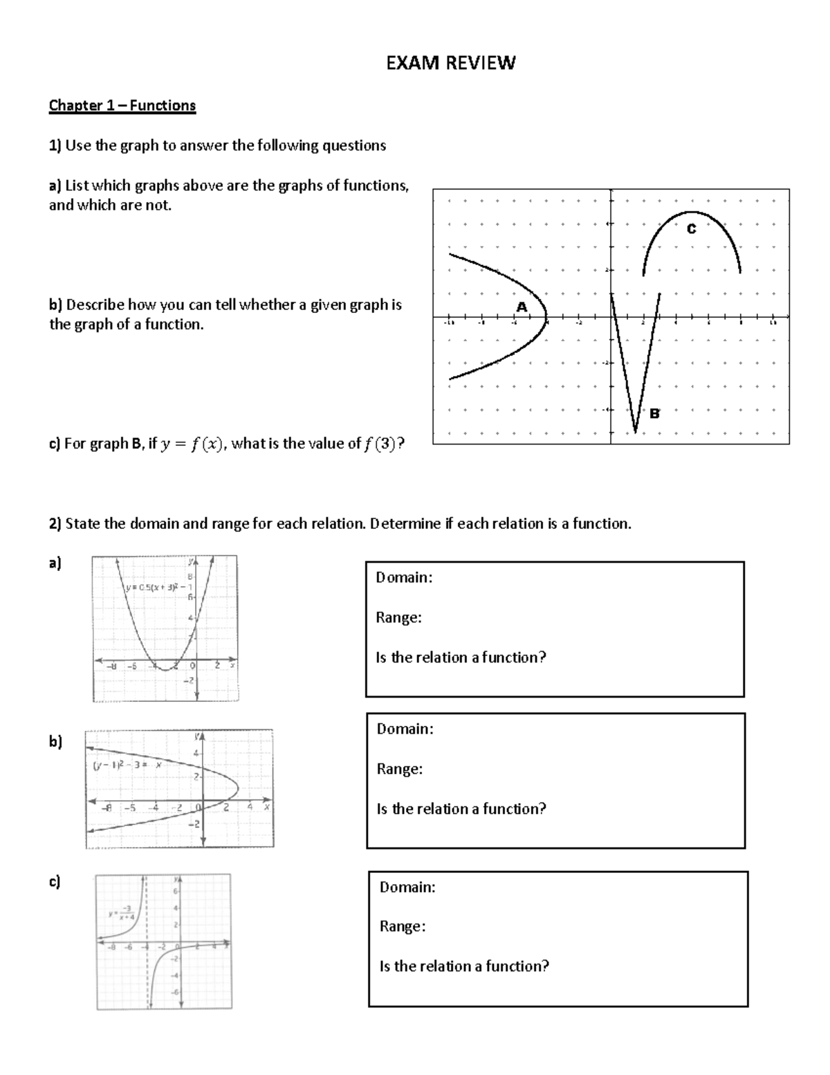 Gr11mathreview - Entire semester review for all units covered - MCR3U ...