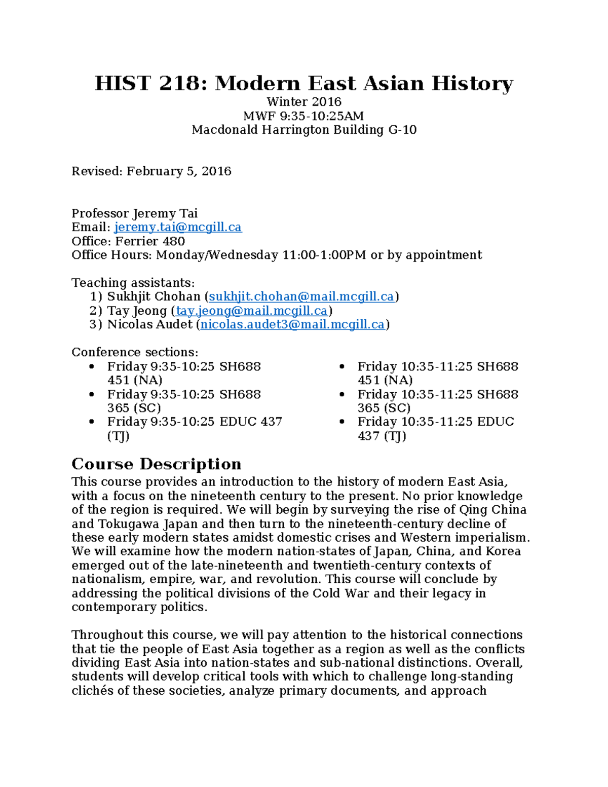 Hist218 modern east asian history - HIST 218: Modern East Asian History ...