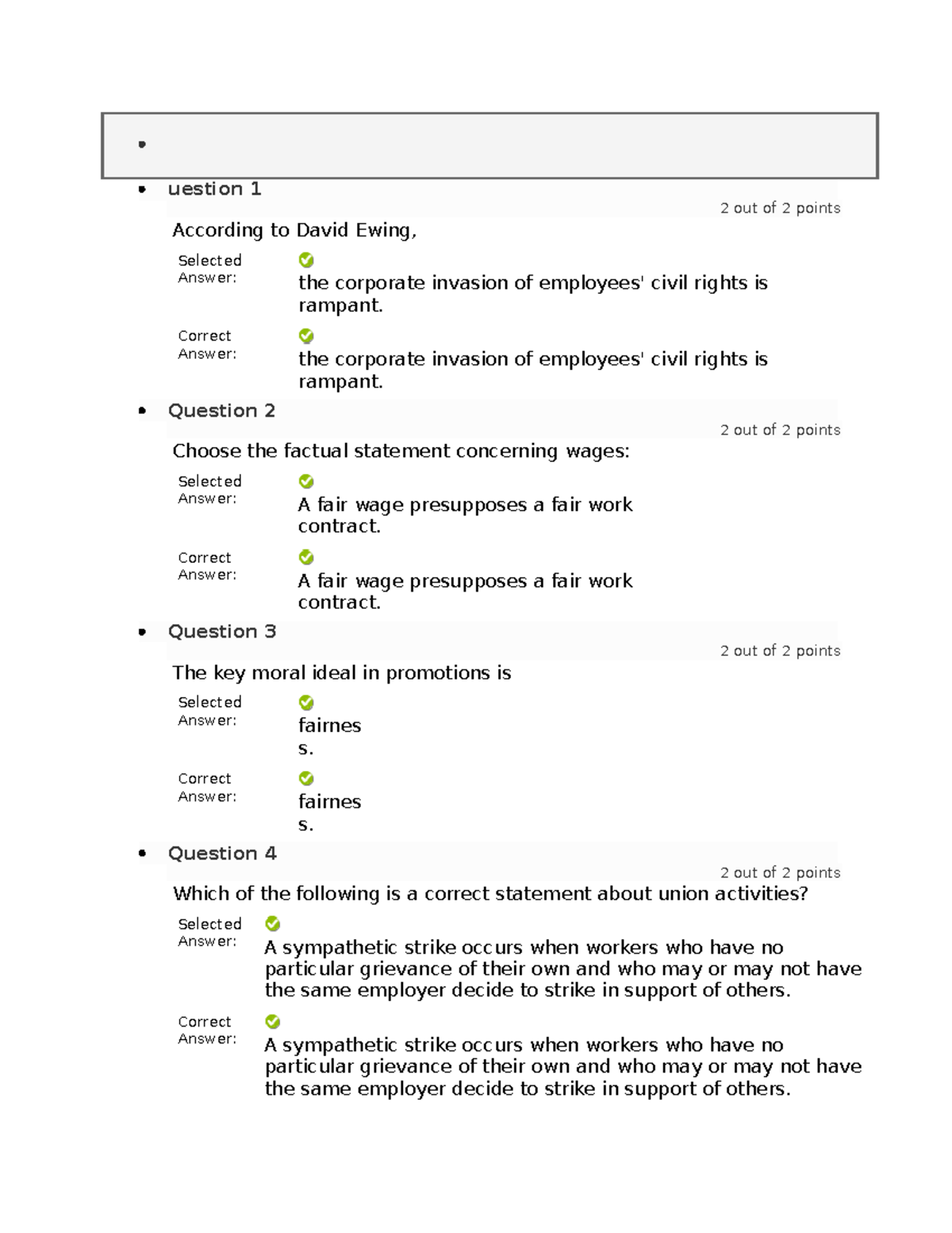 BUS309 Ch.8 Quiz - Quiz - uestion 1 2 out of 2 points According to ...