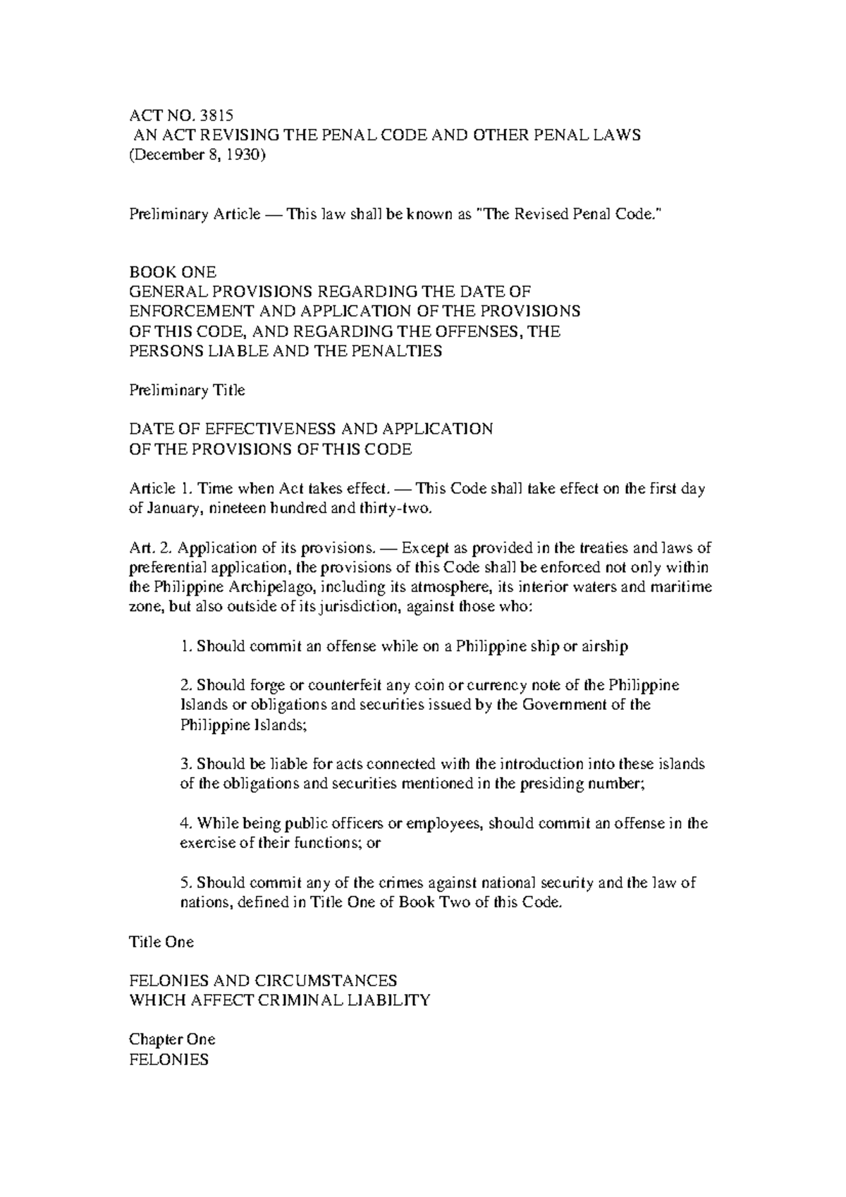 PH Revised Penal Code 3815 - ACT NO. 3815 AN ACT REVISING THE PENAL ...